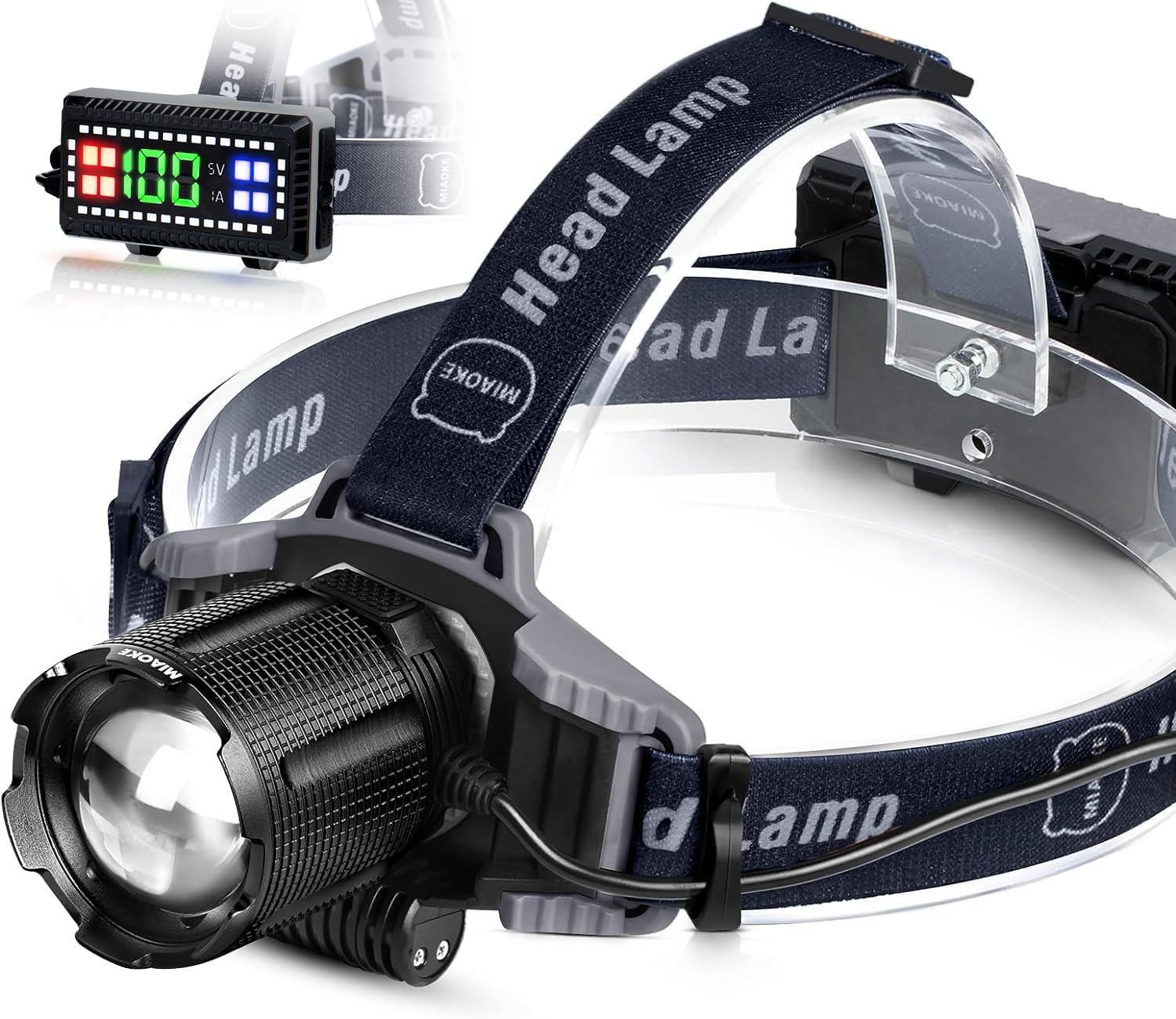 Snapklik.com : MIAOKE Led Headlamp, USB Rechargeable, 100000 Lumen ...