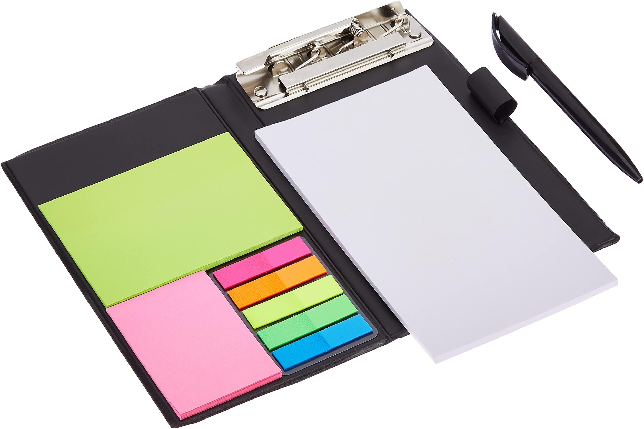 Amazon Brand - Solimo Notepad/Memo Book with Sticky Notes & Clip Holder ...