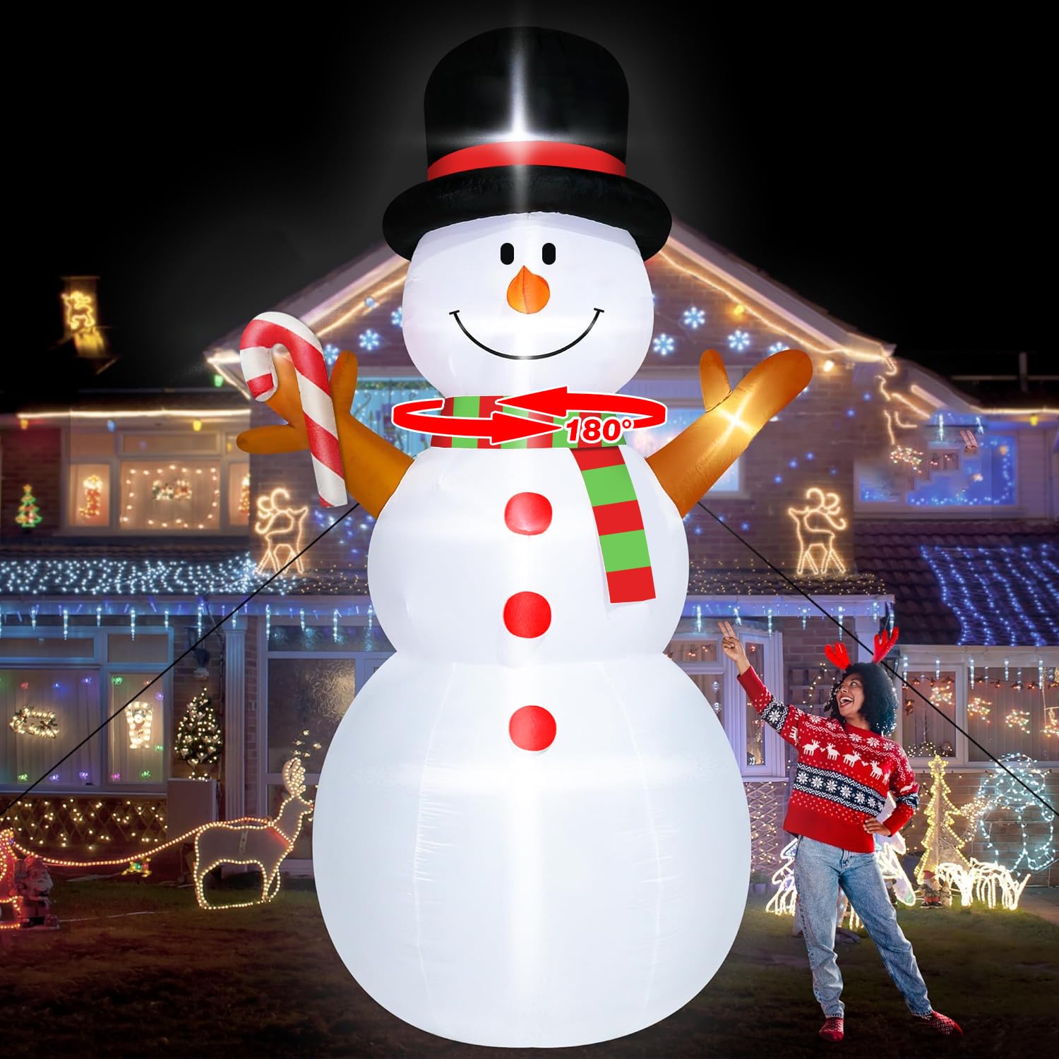 Amazon.com: 10FT Giant Animated Christmas Inflatable Snowman with ...