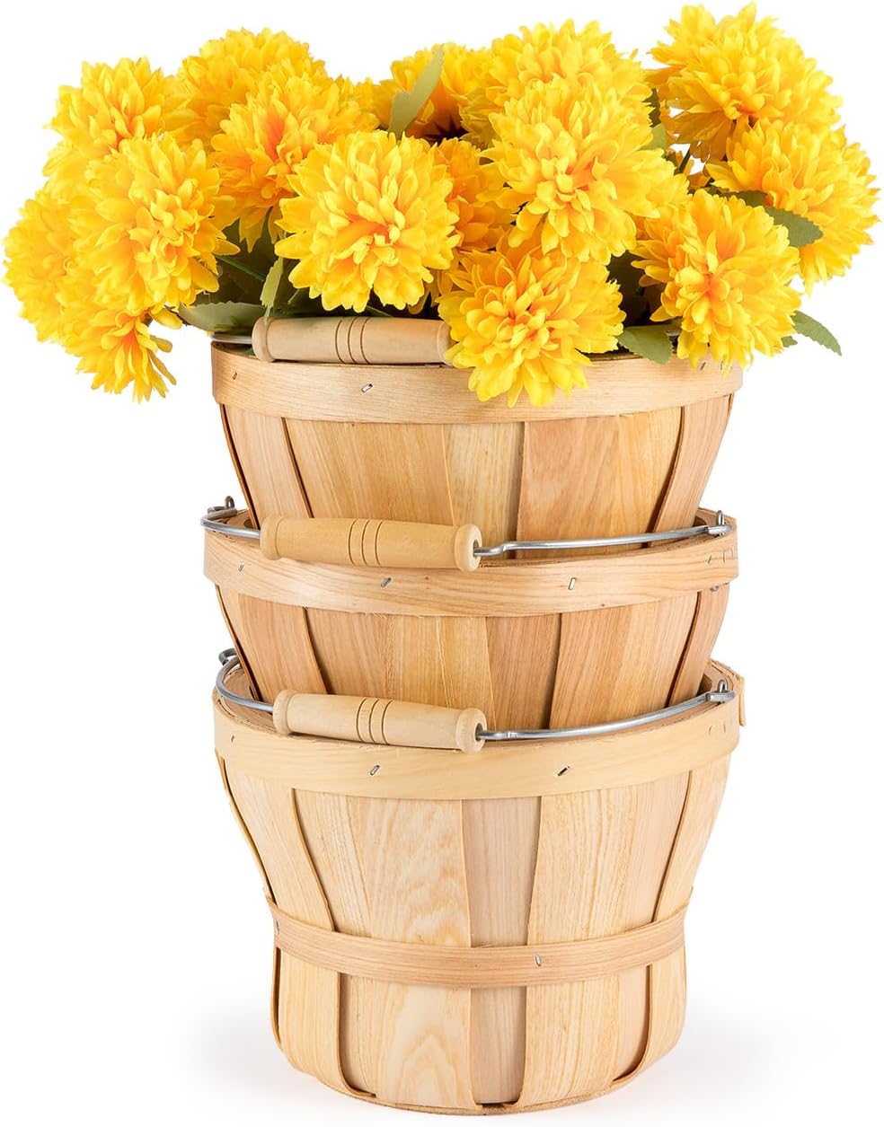 Amazon.com - PARBEE Round Wooden Baskets with Handle Easter Egg ...