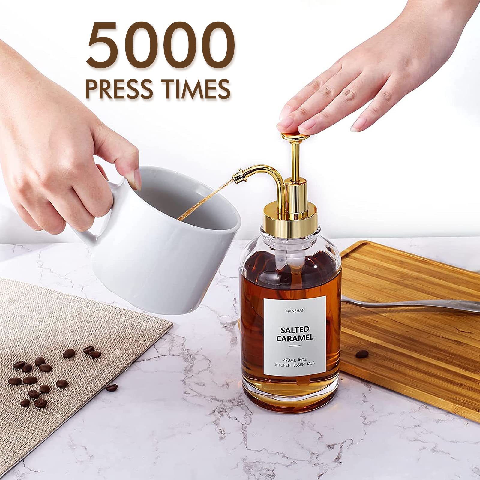 YTCYKJ Coffee Syrup Dispenser for Coffee Bar, Clear Glass Jar with ...