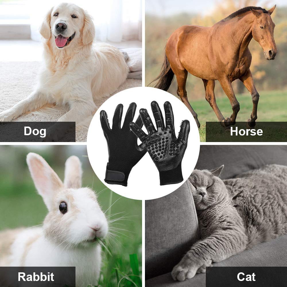 Pet Hair Remover Nexsol Upgraded Pet Grooming Gloves - 5-Finger ...