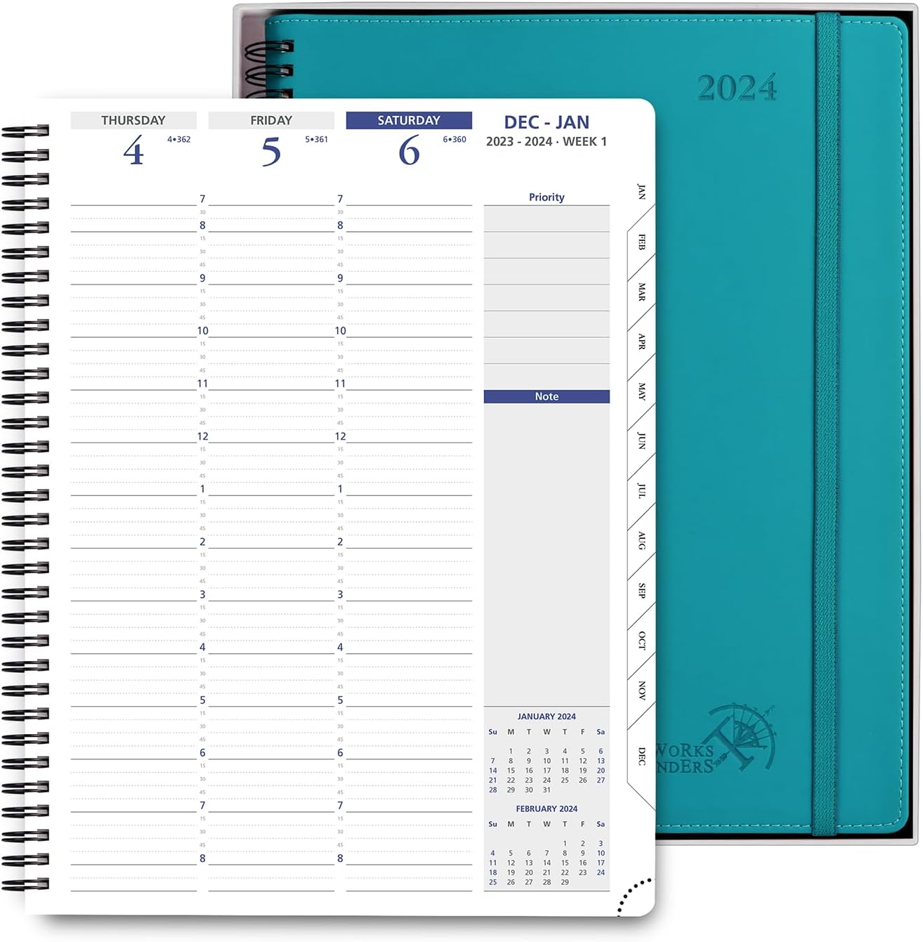 Amazon.com : POPRUN 2024 Weekly Planner Spiral Bound with Monthly Tabs ...