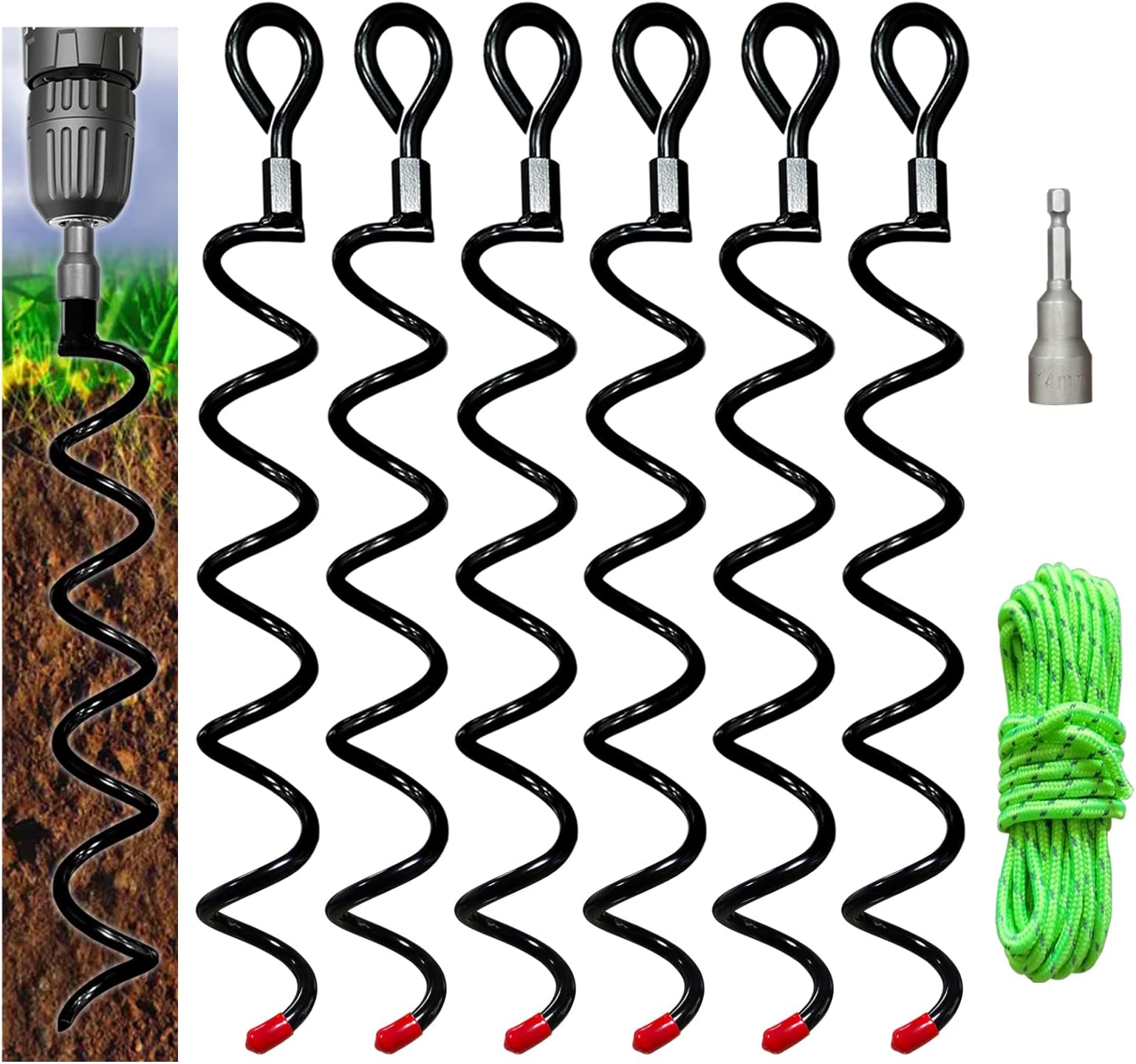 Amazon.com : JPOIP Heavy Duty Screw In Ground Anchors Kit - 16" Spiral ...