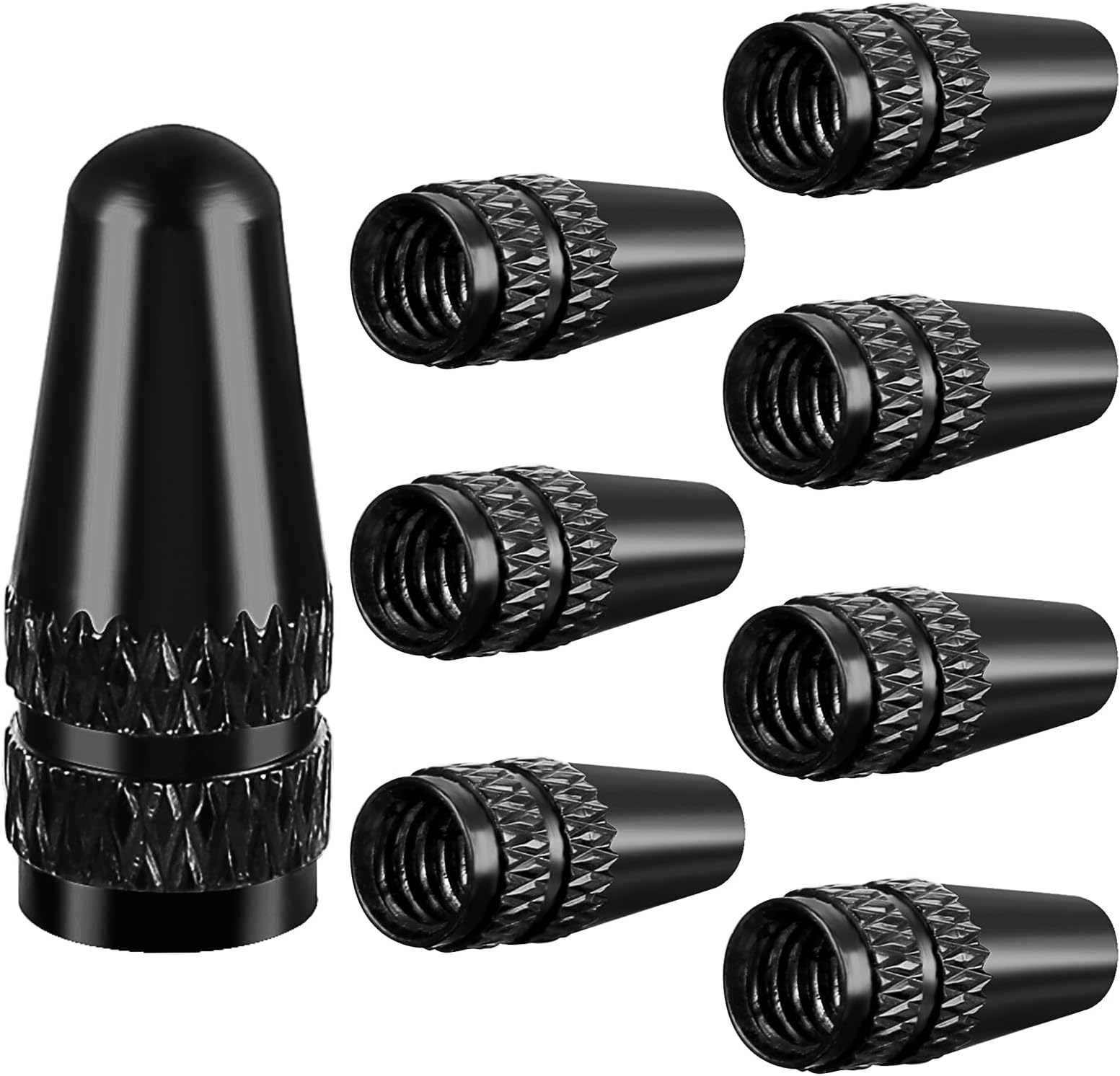 Aster Black Presta Valve Cap, 8Pcs Aluminum Anodized Bike Valve Caps ...