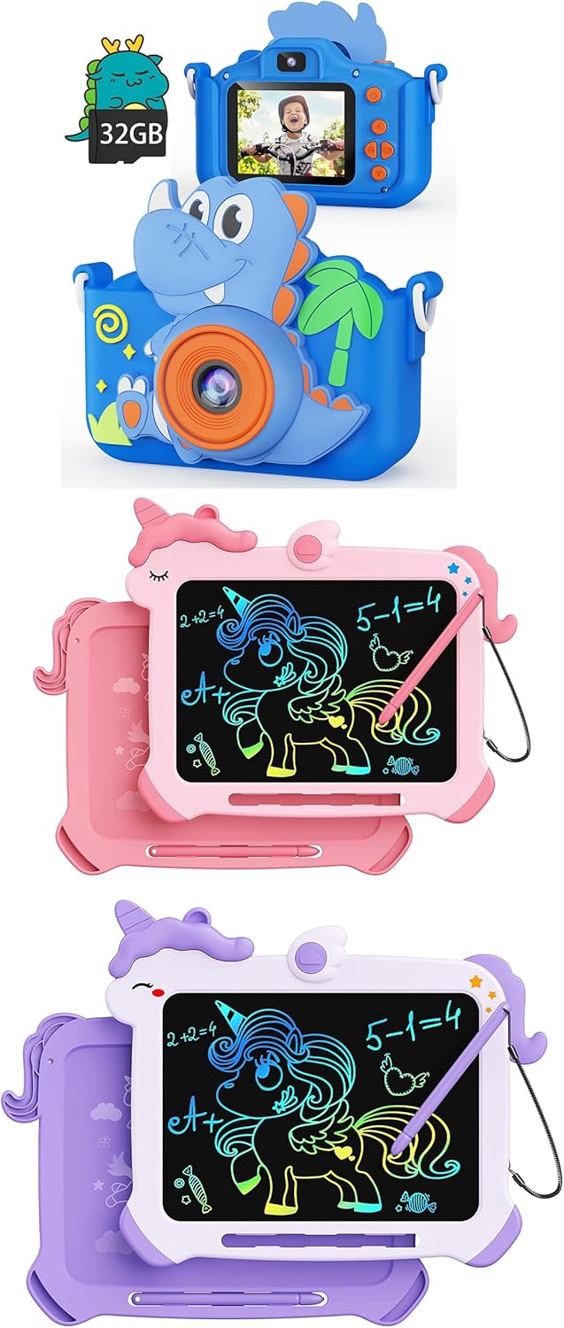Amazon.com: Unicorn LCD Writing Tablet for Kids & Dinosaurs Kids Selfie ...