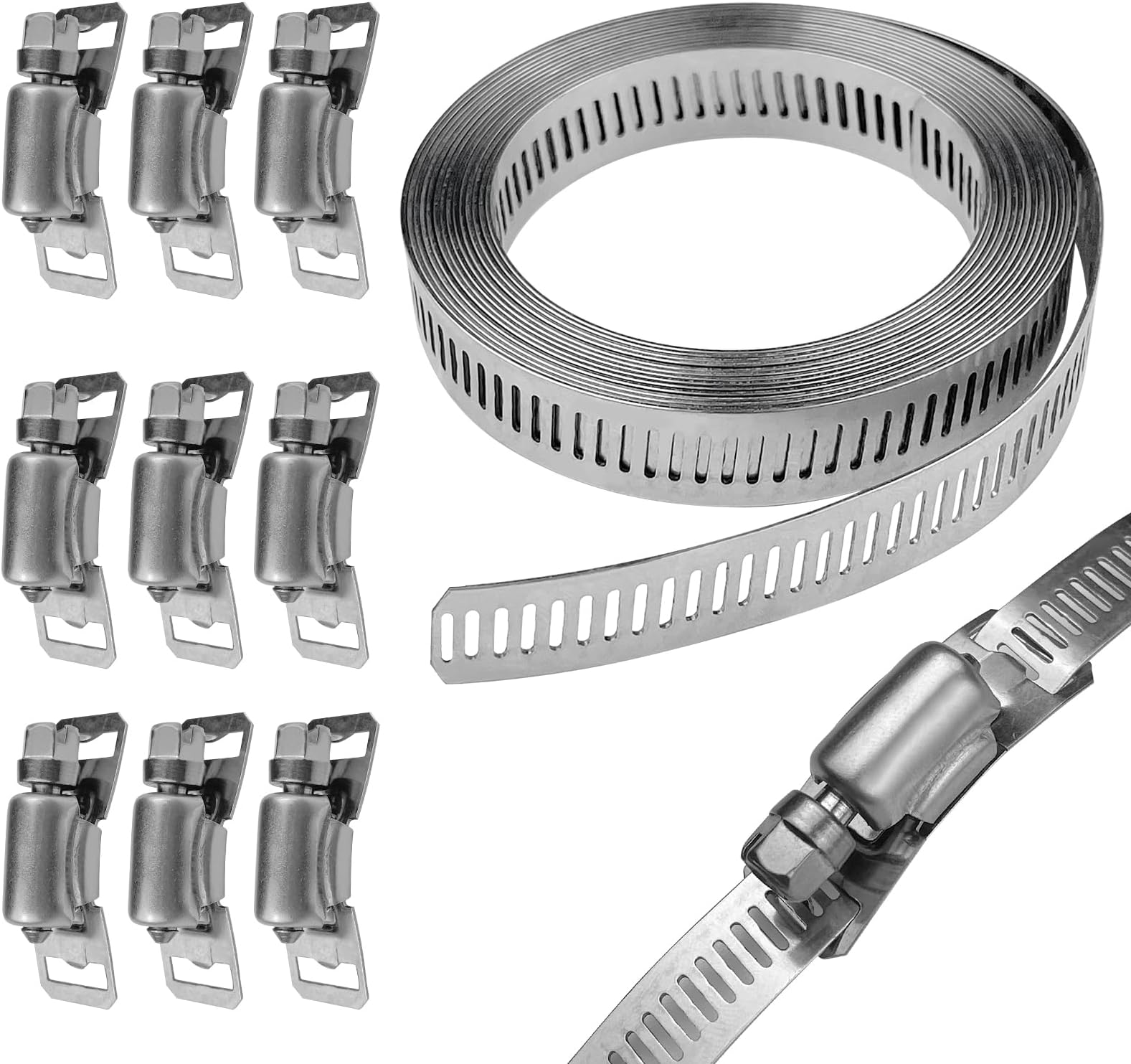 5m Collier de Serrage Inox, avec 12 Pièces Attache, en Acier Inoxydable ...