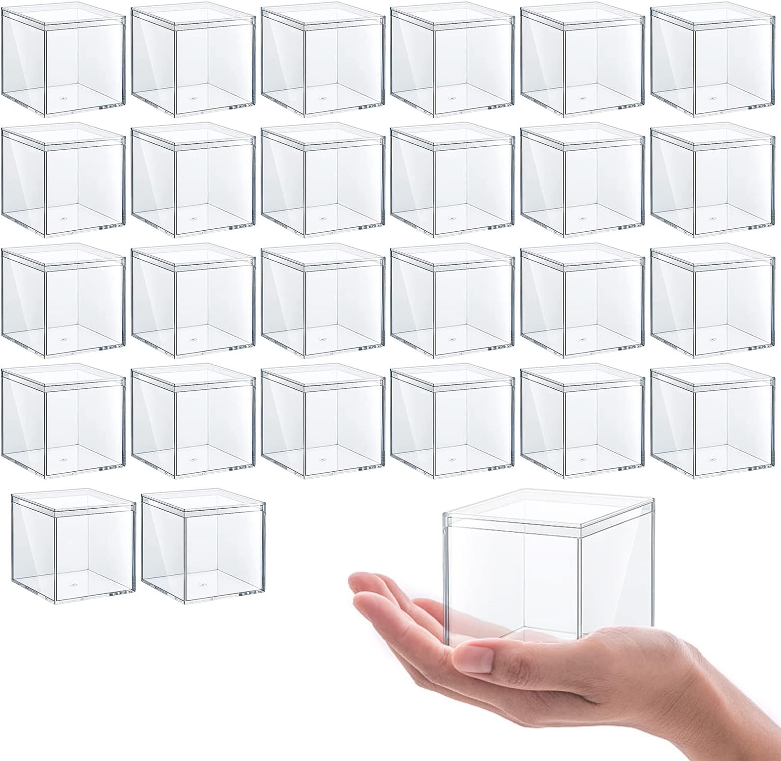 Amazon.com: 26 PCS Clear Acrylic Plastic Square Cube Small Acrylic Box ...