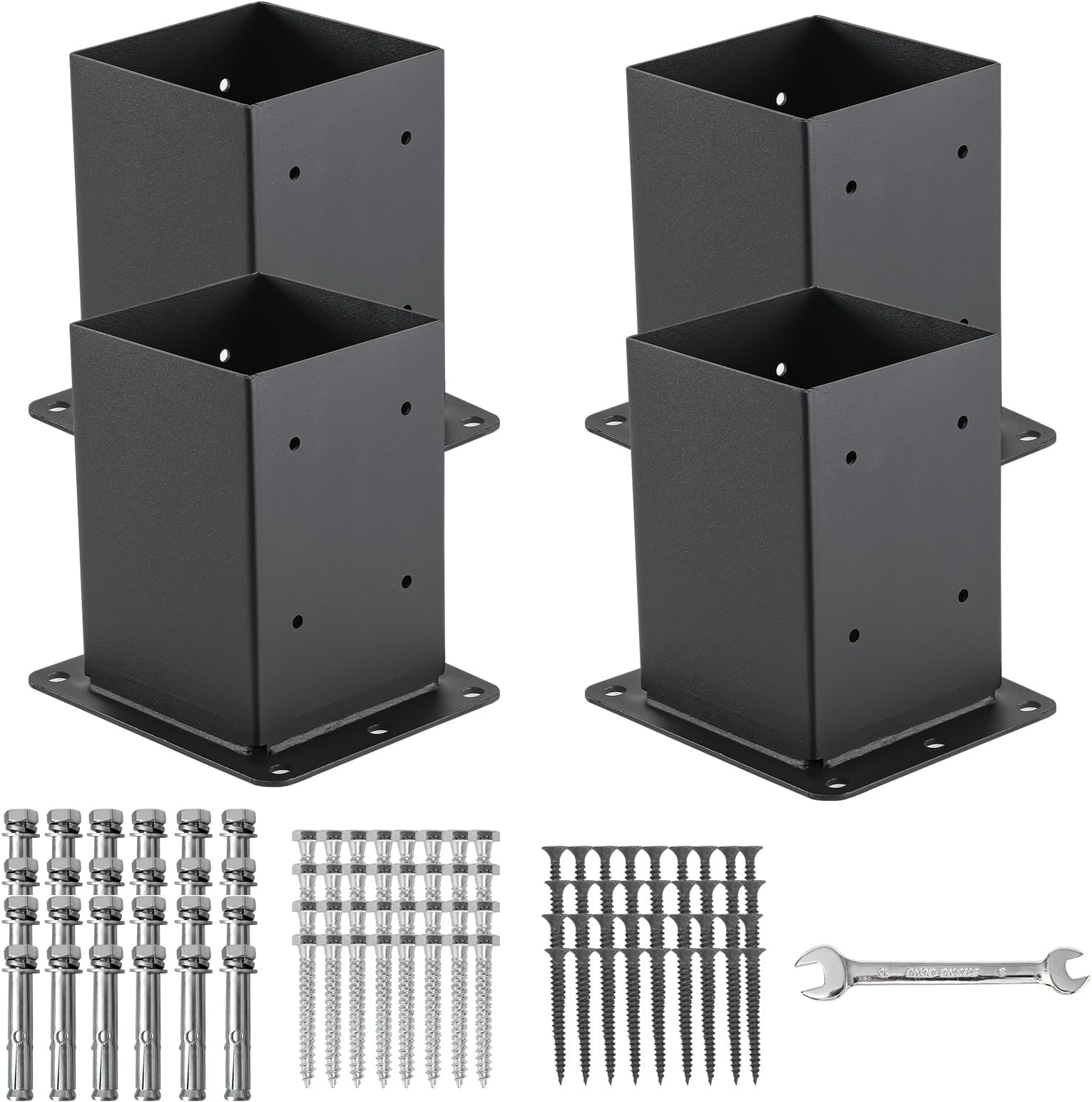 4 x 4 Post Base, Deck Post Base (Inner Size 3.6"x3.6") Black Powder ...