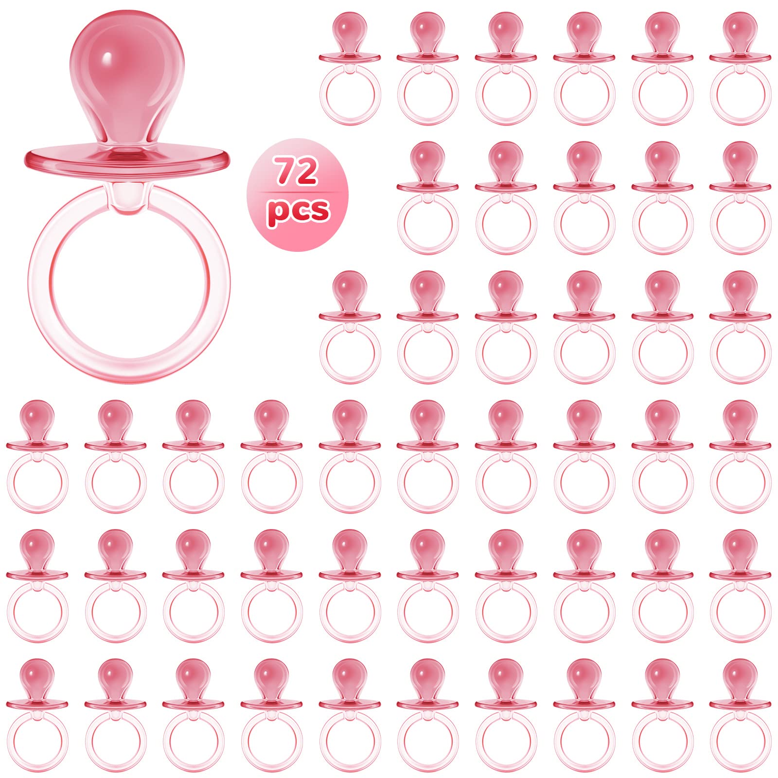 72 Pieces Mini Acrylic Baby Pacifiers Inch Pink Baby Shower Decorations ...