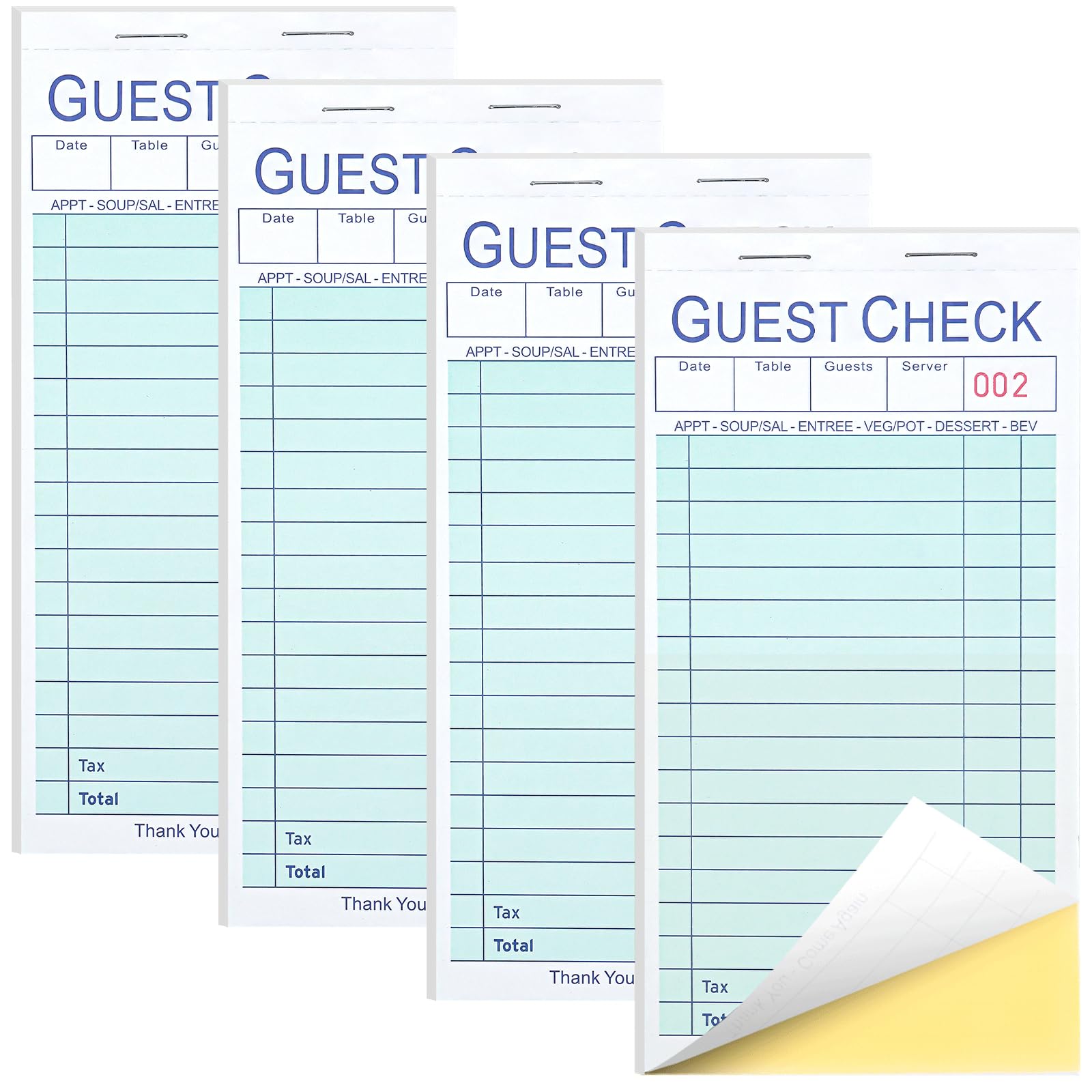 Amazon.com: XKDOUS Double Part 4 Pack Server Books, WaitressServer Note ...