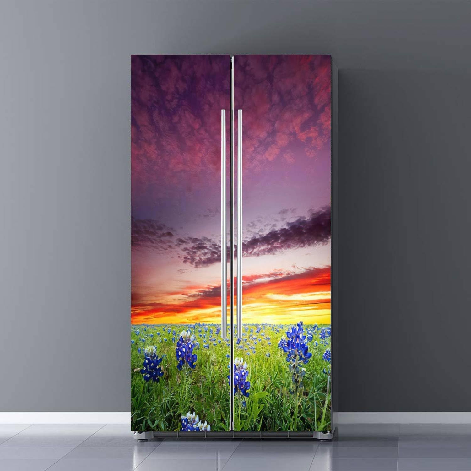 Amazon.com: Self Adhesive Vinyl Refrigerator Wrap Set Bluebonnet Fields ...