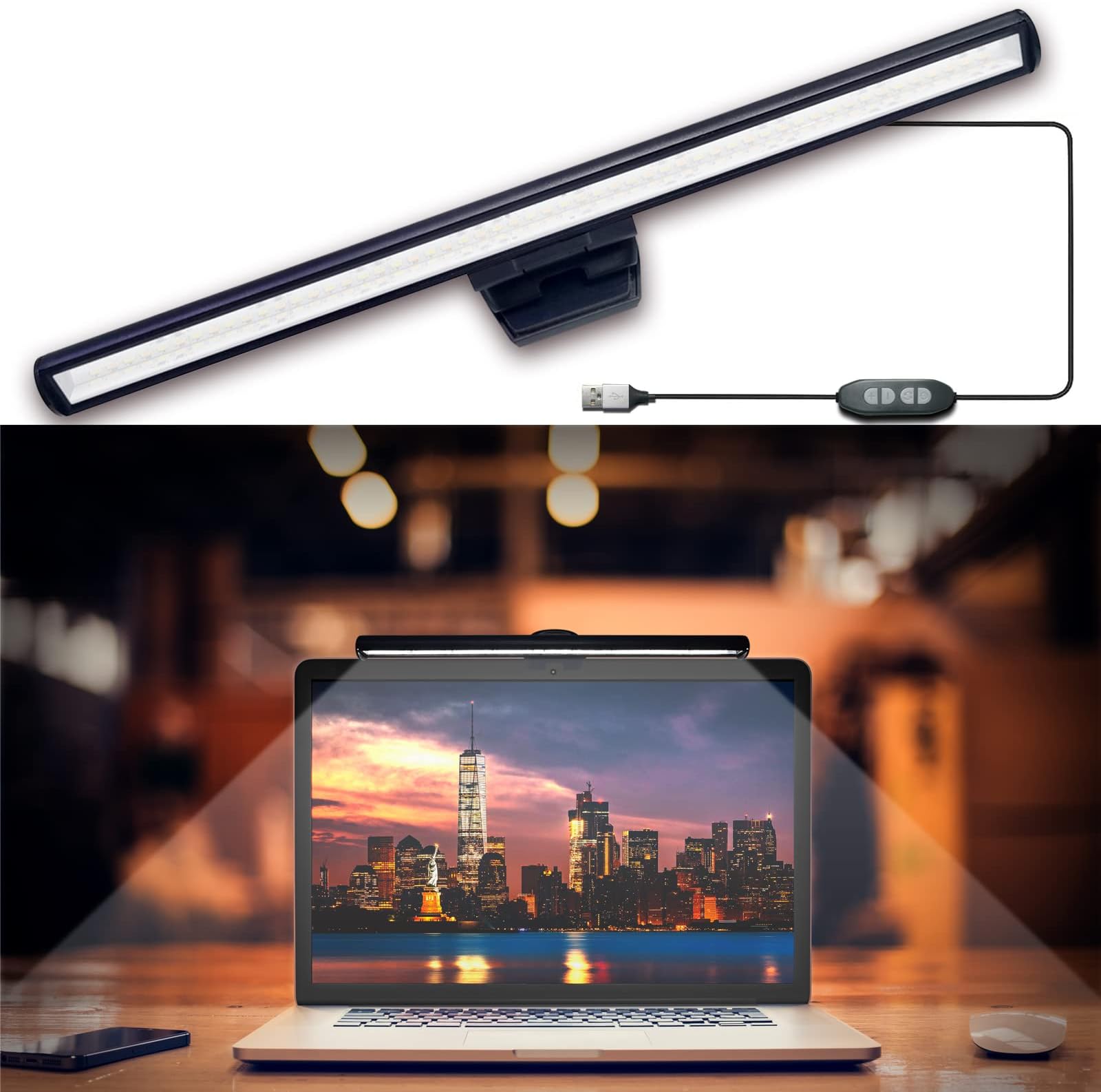 Amazon.com: Geisofu Barra de luz para monitor de laptop, interruptor ...