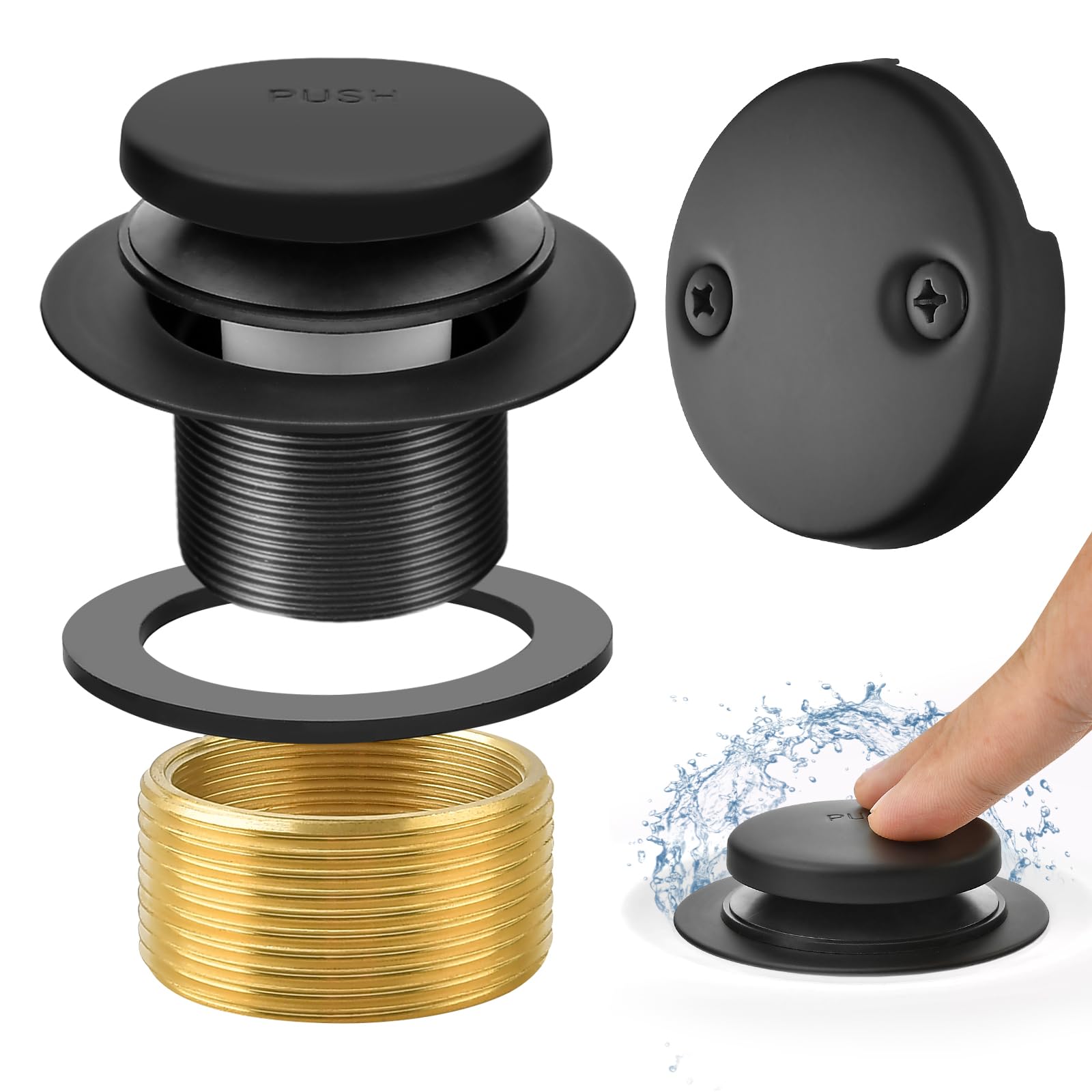 YGboost Matte Black Tub Drain Overflow Kit - Universal Bathtub Drain ...