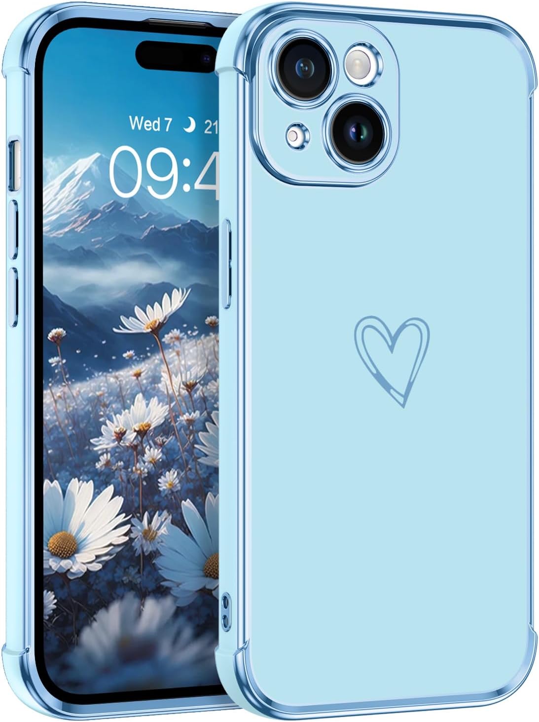 BENTOBEN Case for iPhone 15 Case, Cute Heart Pattern Plating Soft ...