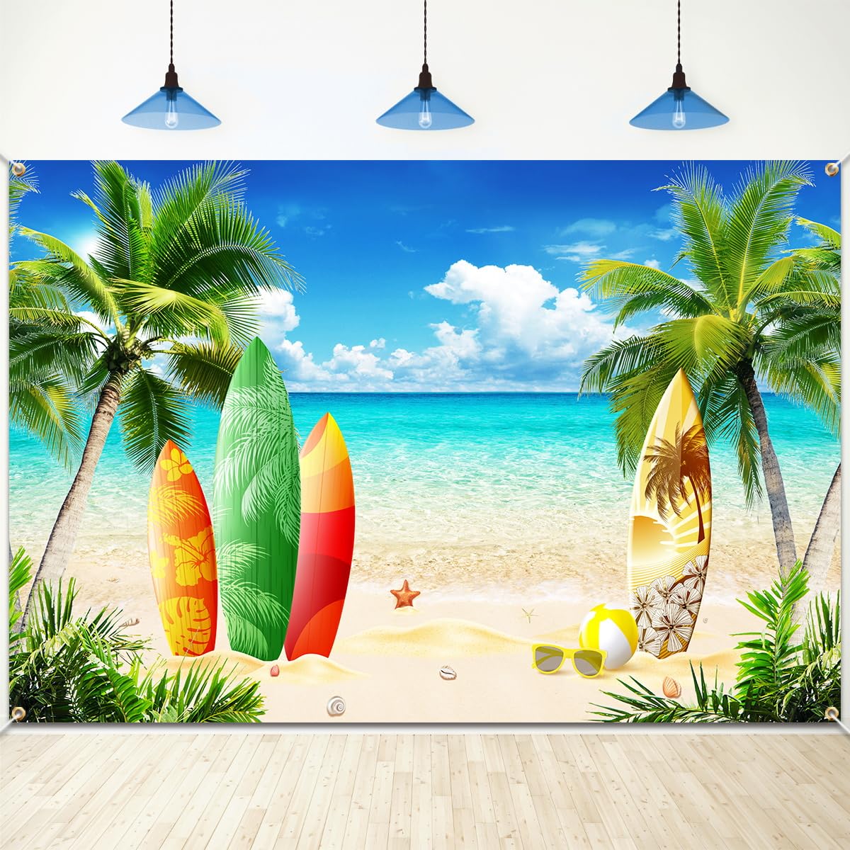 Amazon.com : Beach Party Decorations Summer Beach Backdrop Luau ...