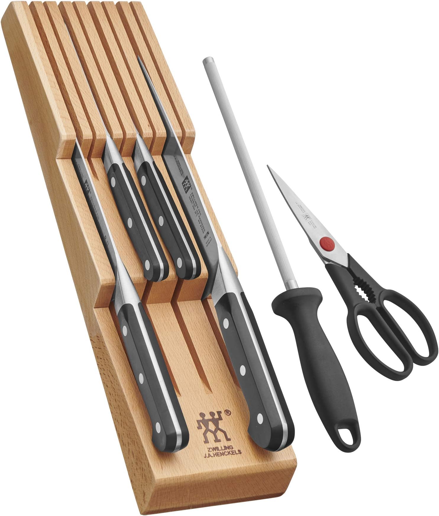 Amazon.com: ZWILLING Pro 7-pc Knife Block Set with In-Drawer Knife Tray ...
