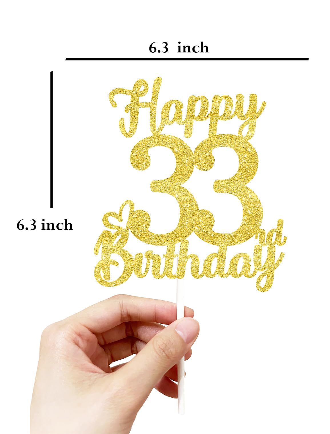 Snapklik.com : 33 Birthday Cake Toppers - Gold Glitter