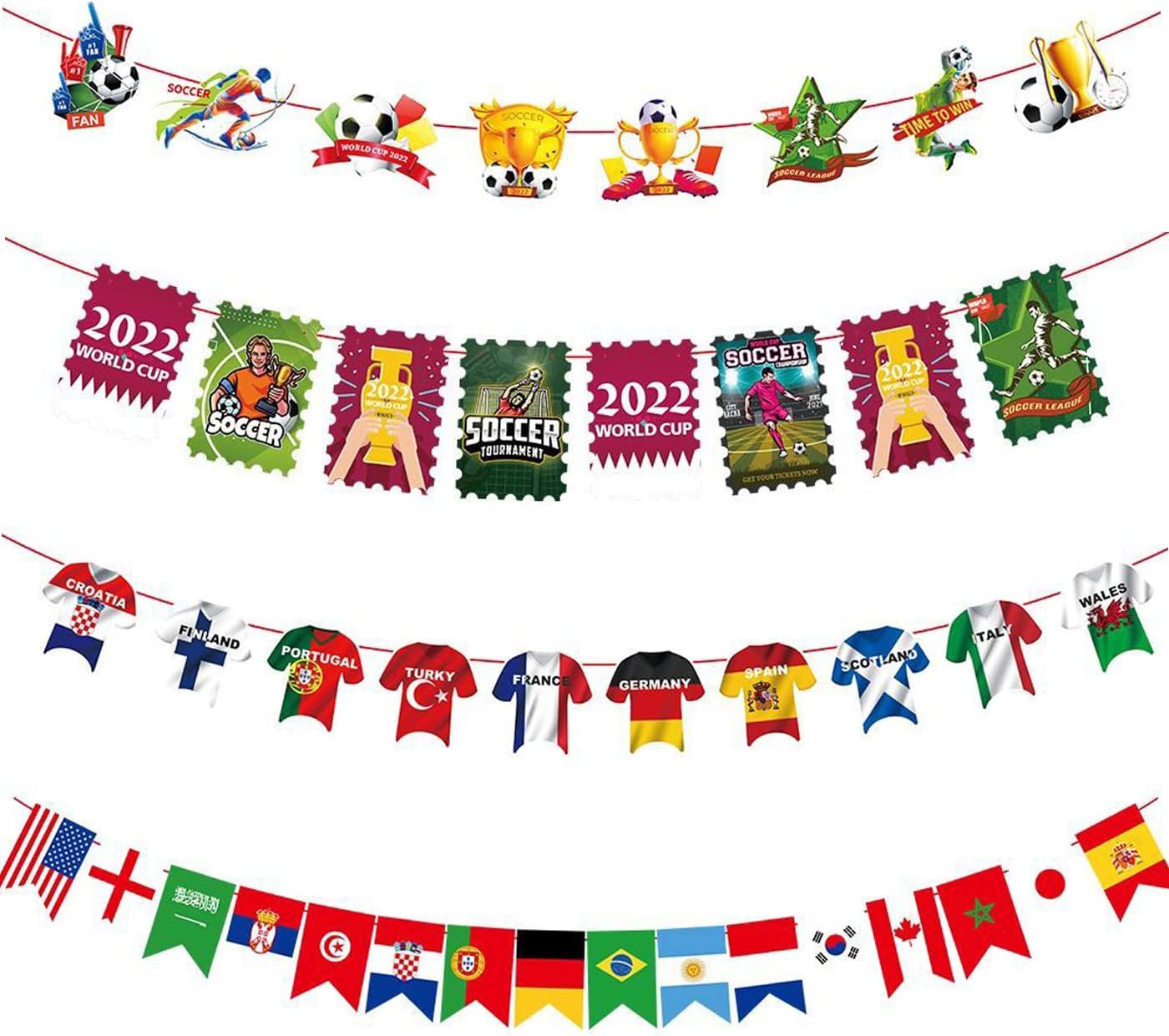 Amazon.com: 4-Pack Qatar World Cup 2022 Bunting Set, Pennants ...