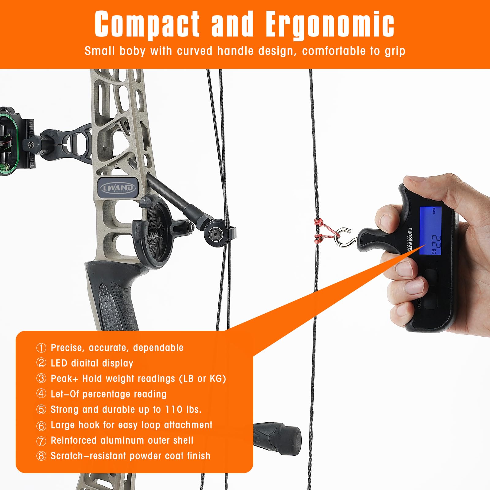 Snapklik.com : Archery Compound Bow Scale Portable Digital Draw Weight ...