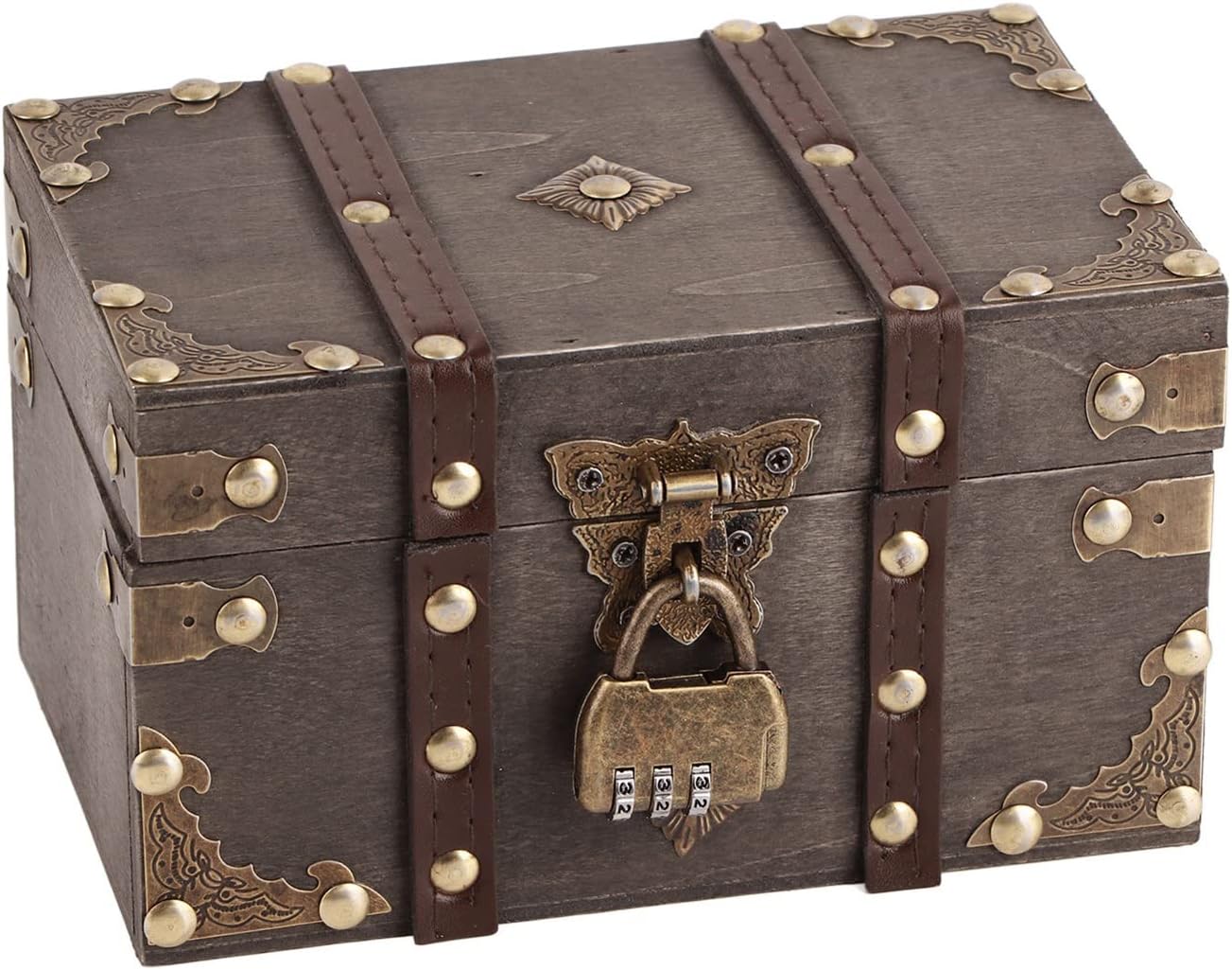 Amazon.com: LIYJTK Vintage Wooden Treasure Chest Box with Lock, Small ...
