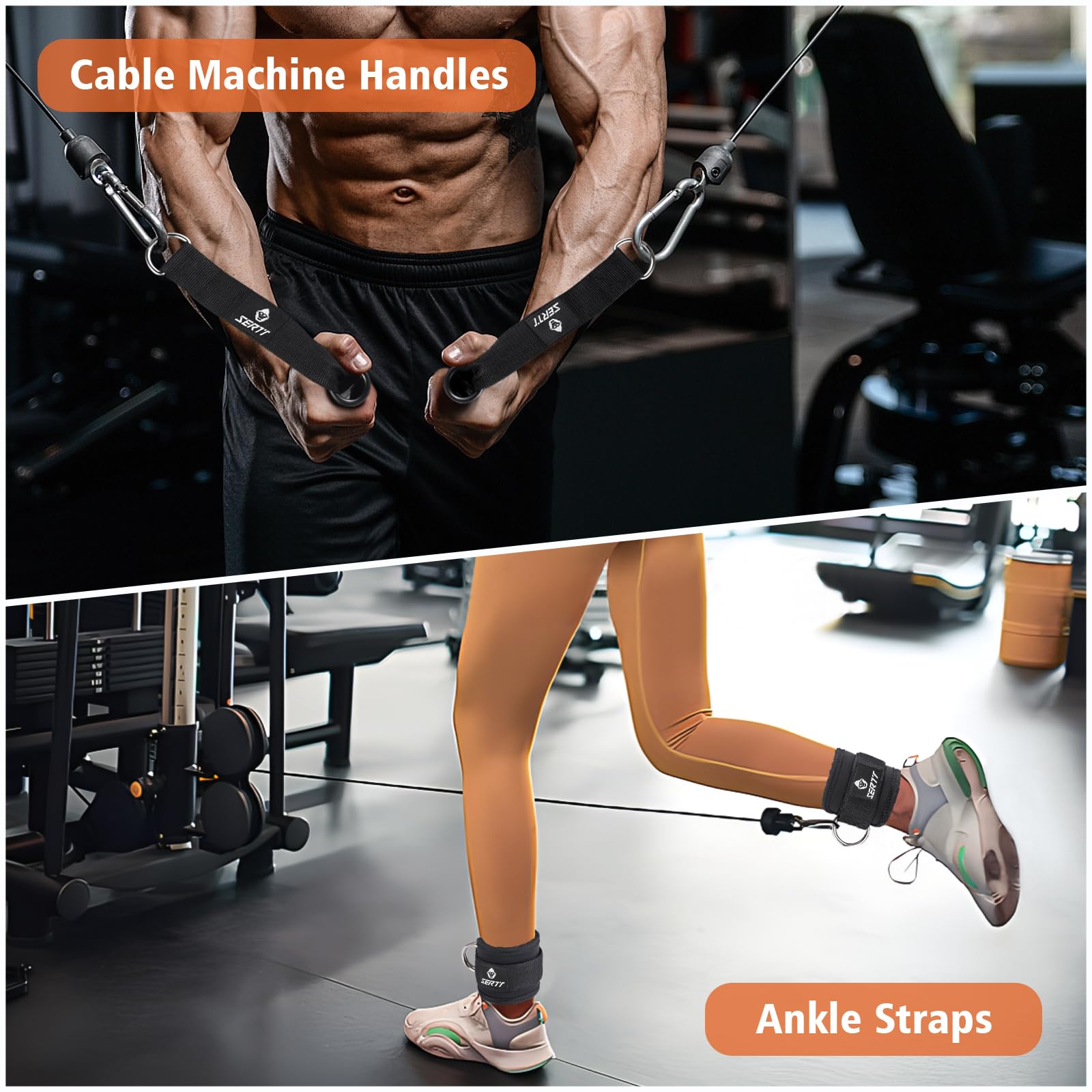 Home Gym Equipment Cable Machine Attachment Set - 4-Piece LAT Pulldown ...