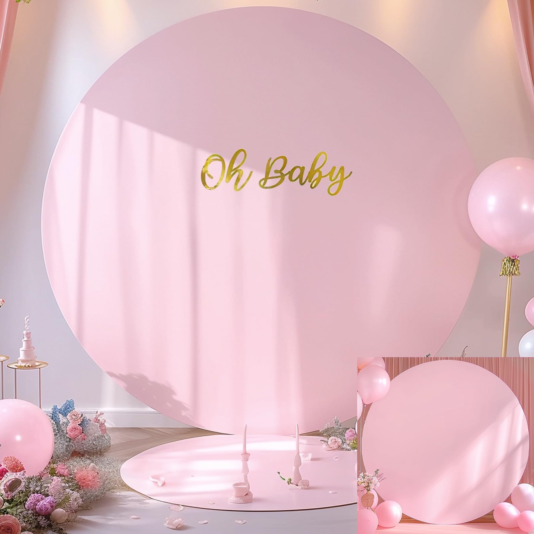 Amazon.com: Gallety 7.2 FT Pink Round Backdrop Cover for 5 to 7.2ft ...