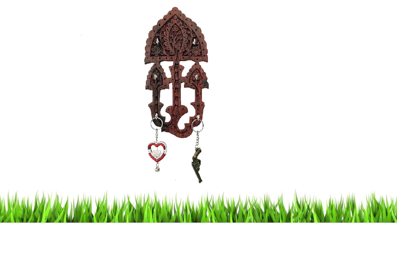 Lunatic CRAFTWORK HANDCARVED Wooden Key (Keyring) Hanger/Holder ...