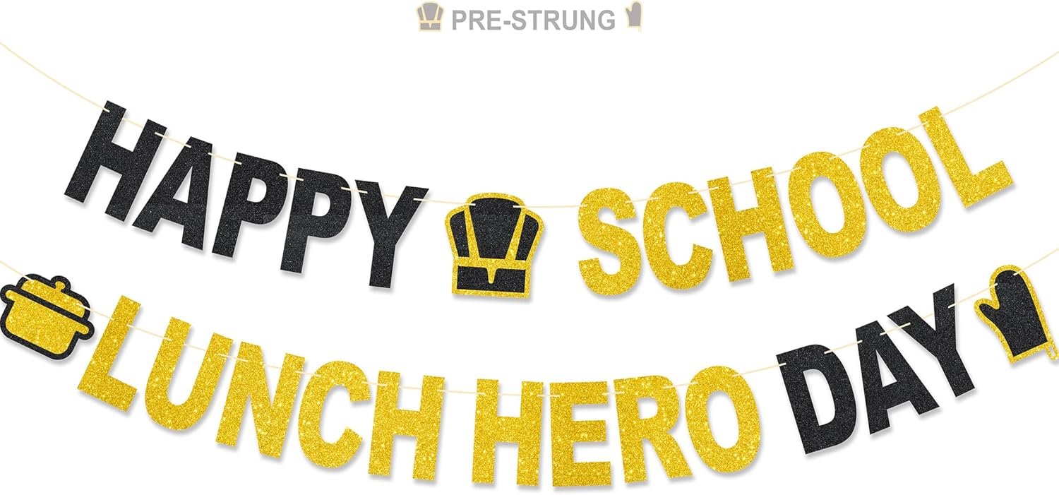 Amazon.com: School Lunch Hero Day Banner, No DIY, Glitter School Lunch ...