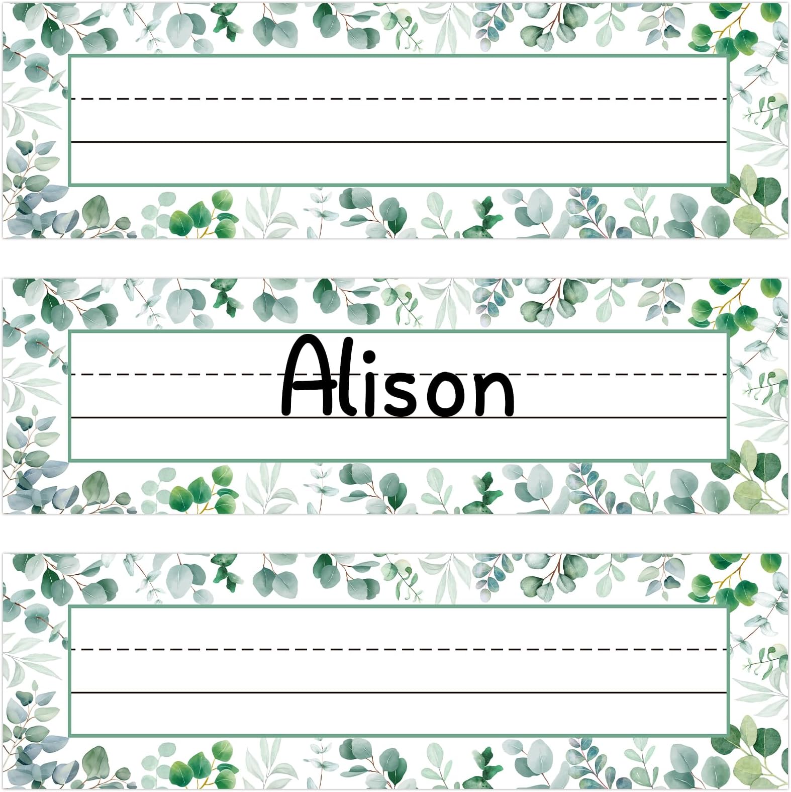 Amazon.com: Pack of 50 Boho Greenery Name Tags for Classroom Nameplates ...
