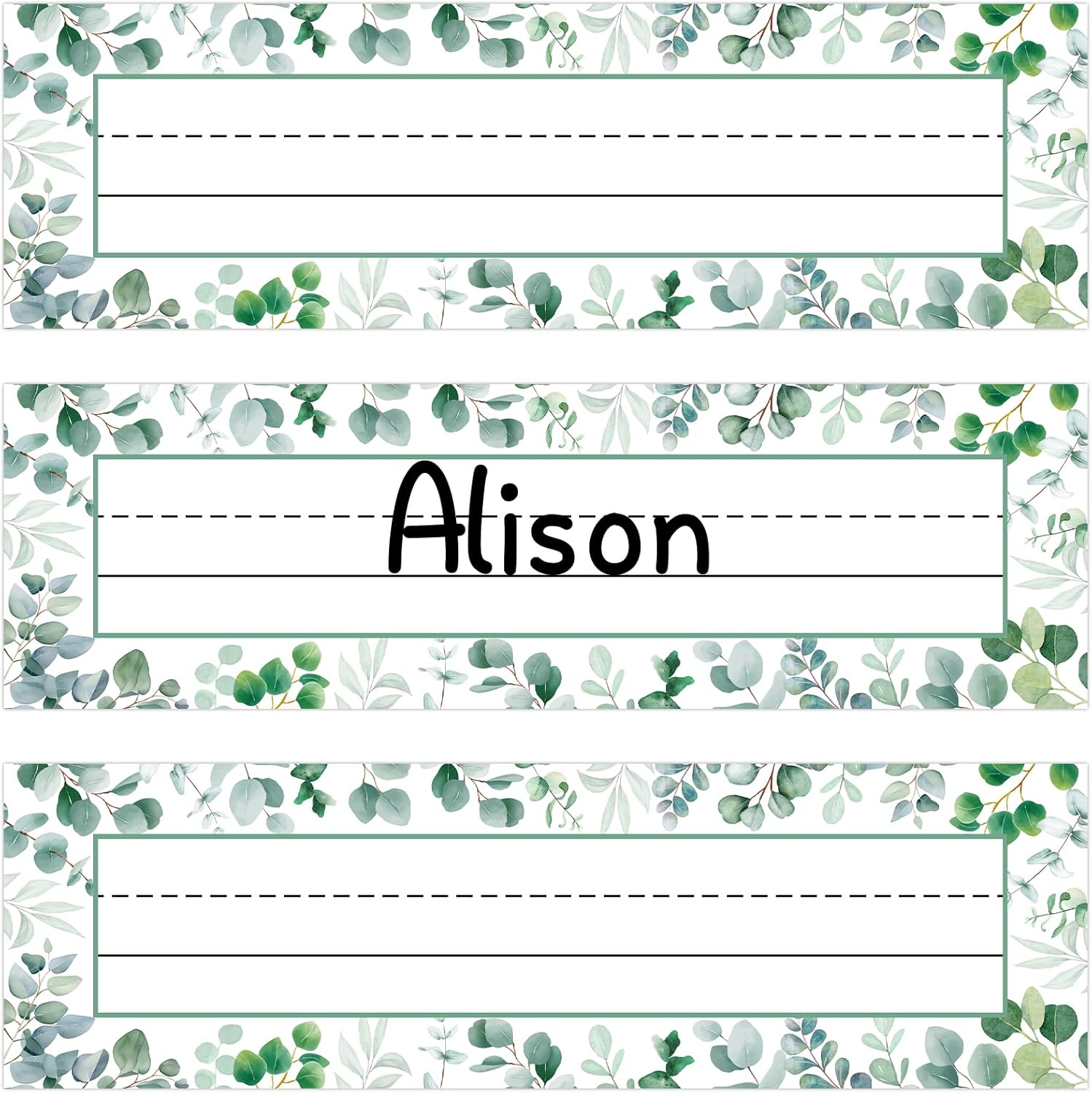Amazon.com: 50 Pcs Boho Greenery Name Tags for Classroom Nameplates for ...
