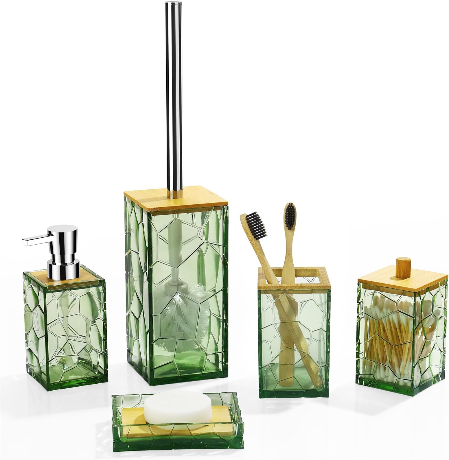 GAHEFY Sage Green Bathroom Accessories Set - Toothbrush Holder, Soap ...