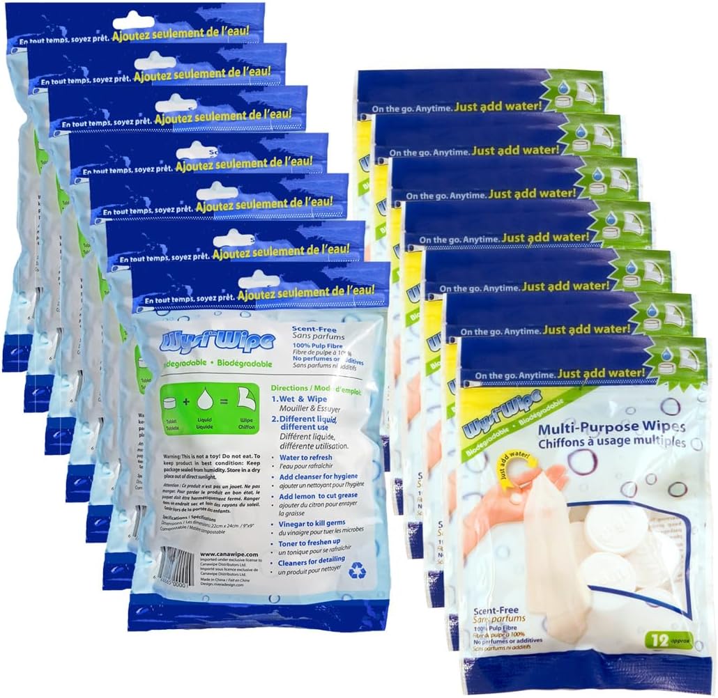Amazon.com: WYSI Multi-Purpose Expandable Wipes, Just Add Water - 14x ...