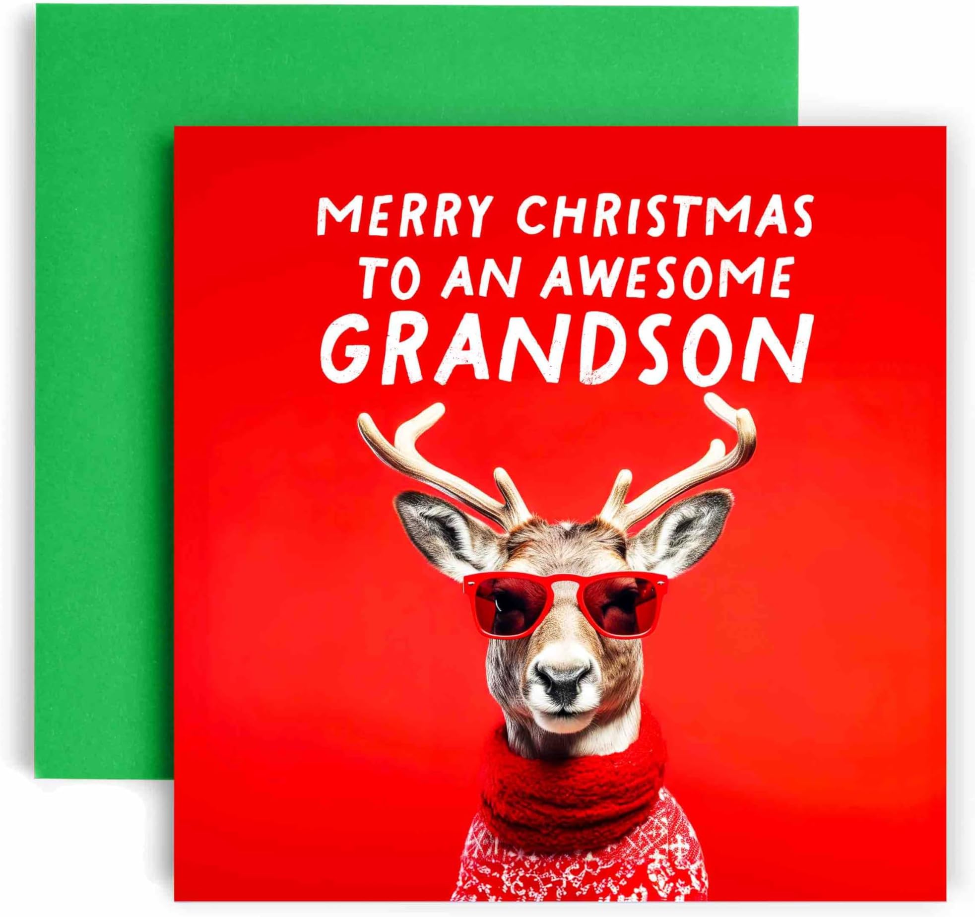 Huxters Cool Christmas Card for Grandson – Christmas Reindeer ...