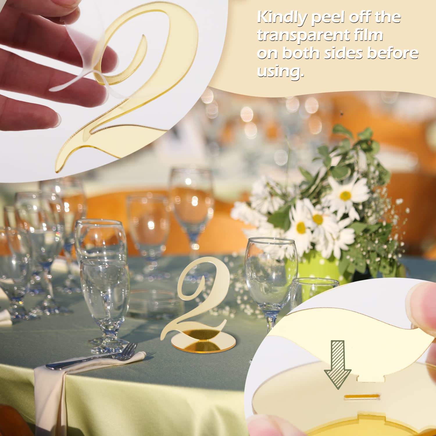 Snapklik.com : Gold Table Numbers Mirrored Table Numbers For Wedding ...