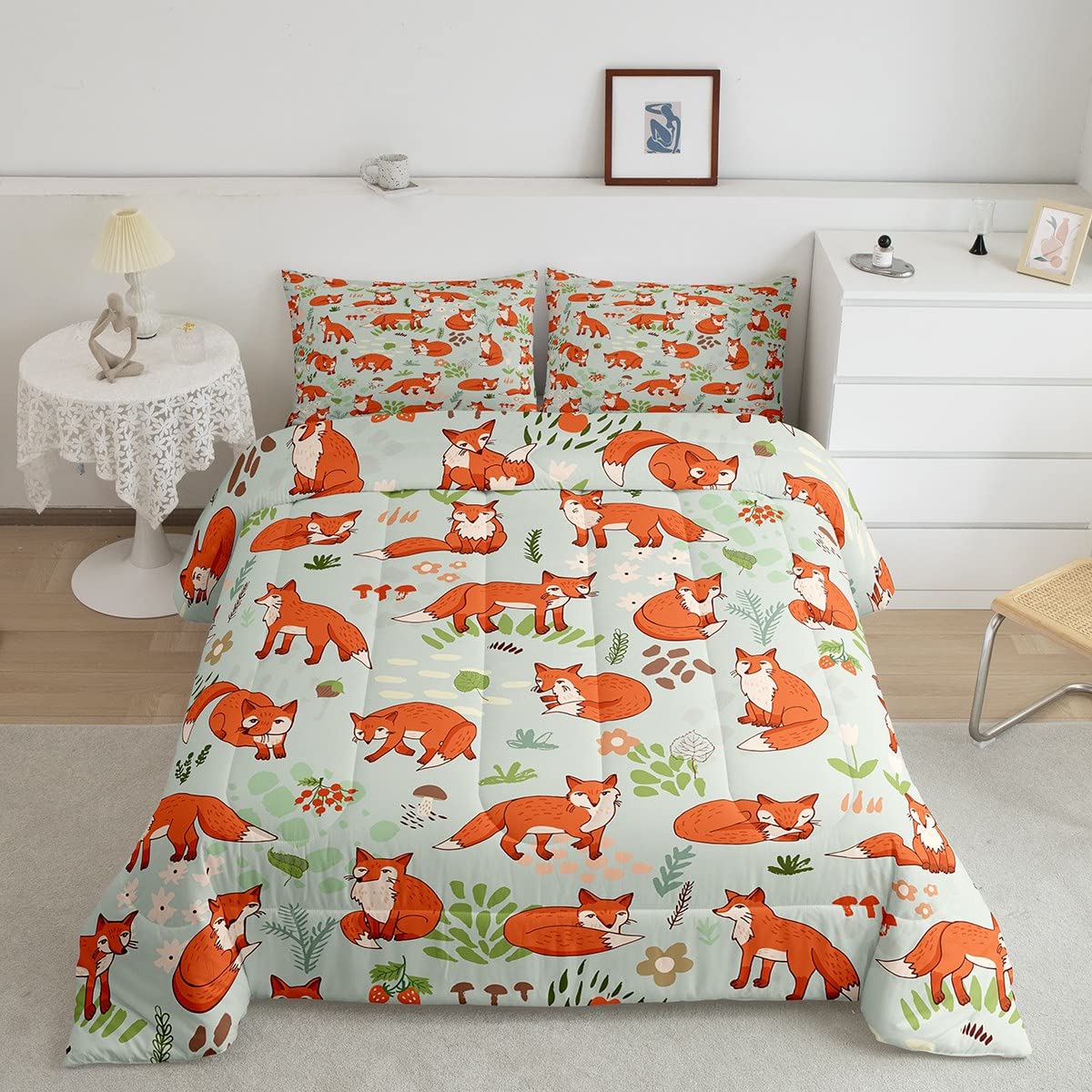 Amazon.com: Fox Comforter Set for Boys Girls Comforter Cute Cartoon Fox ...