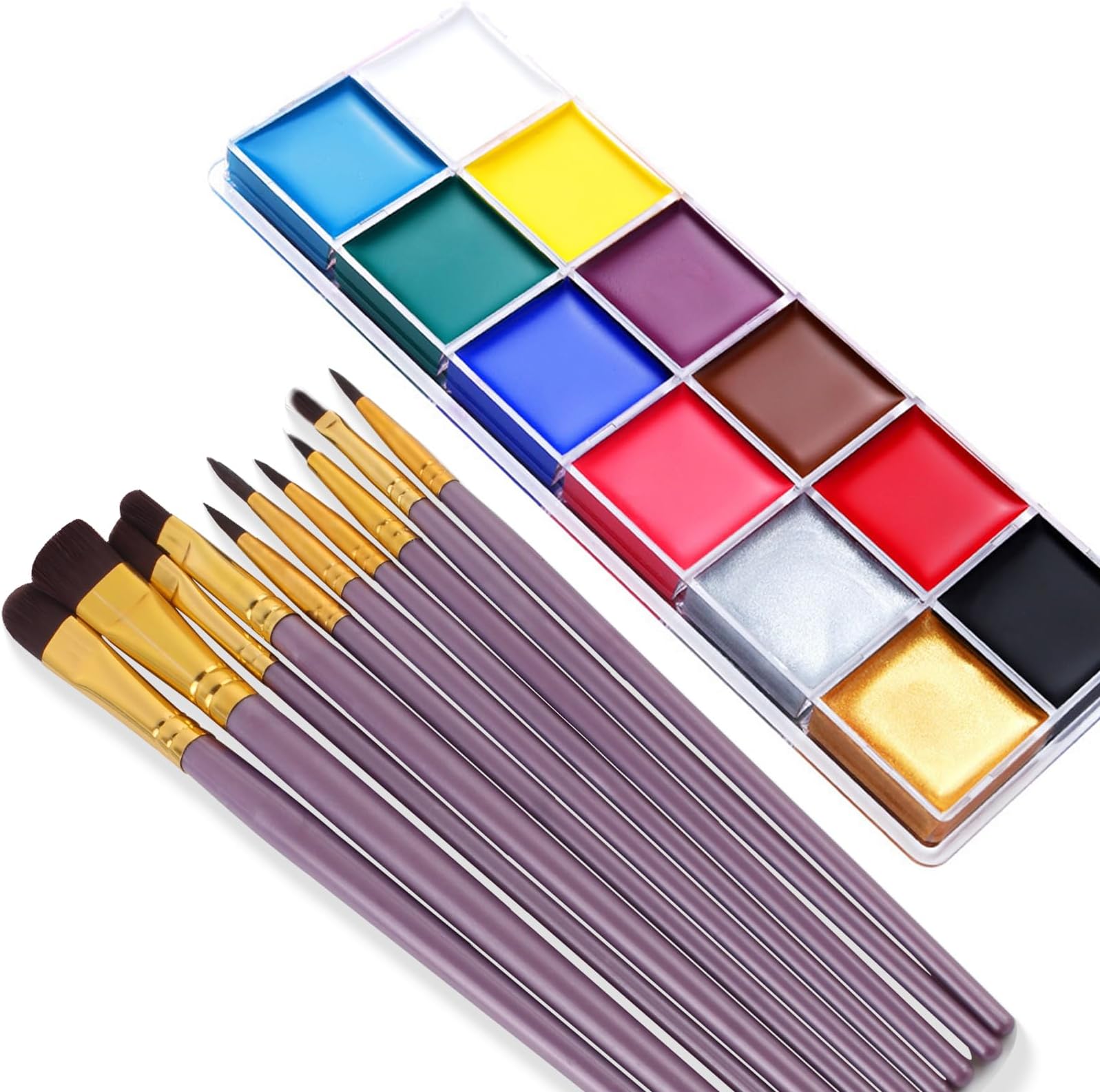 Amazon.com : Face Paint Kit, 12 Colors Painting Palette with 10 Brushes ...