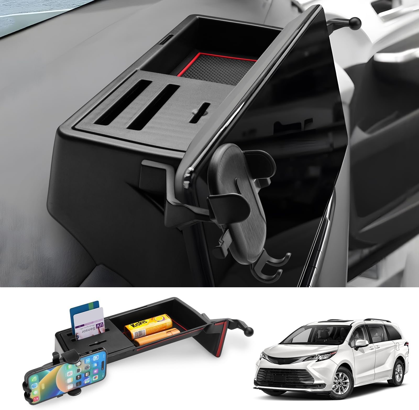 Amazon.com: FIILINES Dashboard Center Console Organizer & Phone Holder ...