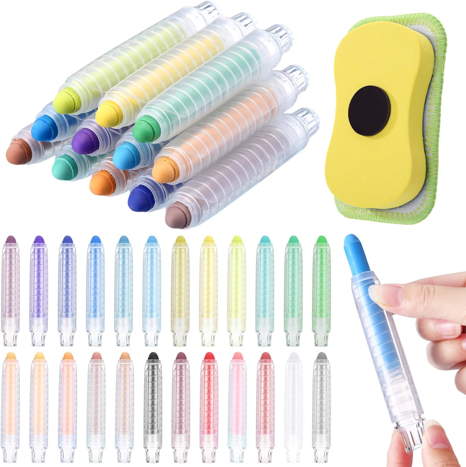 Amazon.com : 24PCS Dustless Sidwalk Chalk Set with Holder for Kids ...