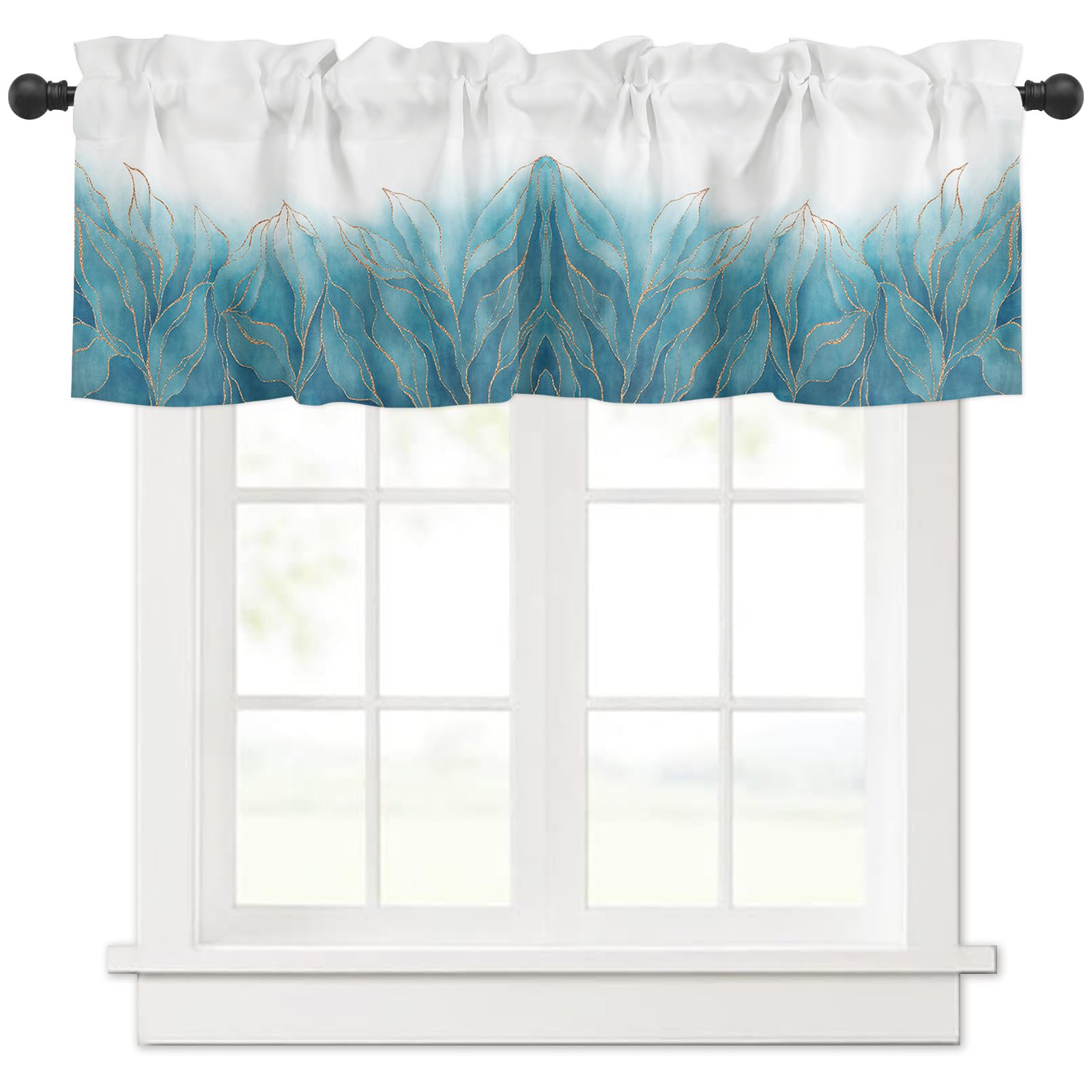 Teal Leaf Valances