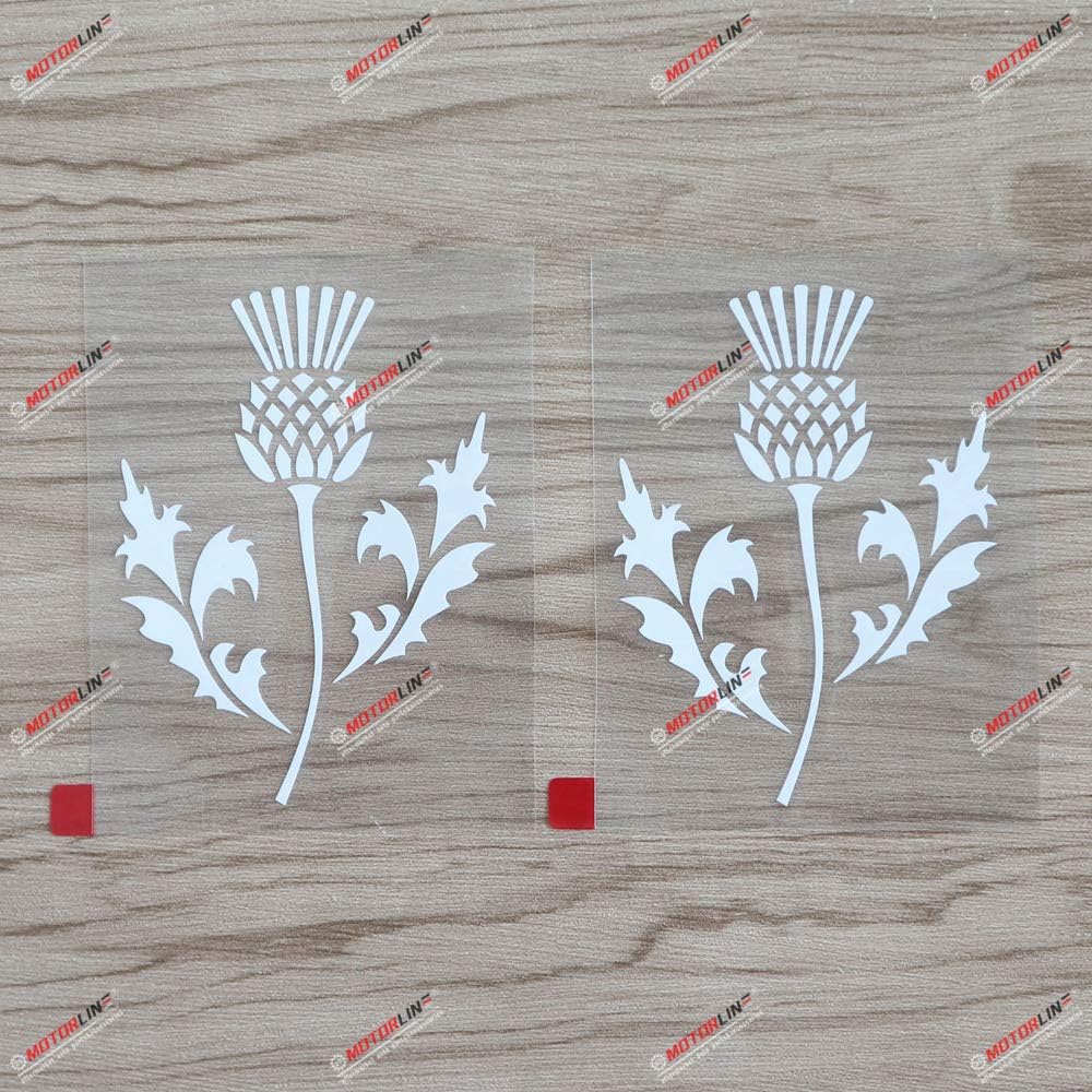 Amazon.com - 2X White 4'' Thistle Scottish Flower Decal Sticker ...
