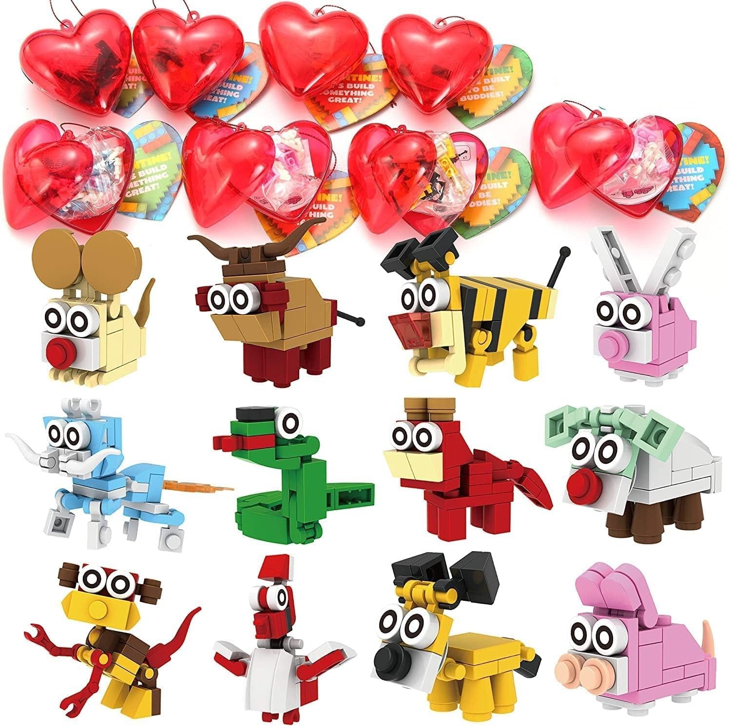 Amazon.com: JOYIN 26 Packs Valentines Day Cards with Building Blocks ...