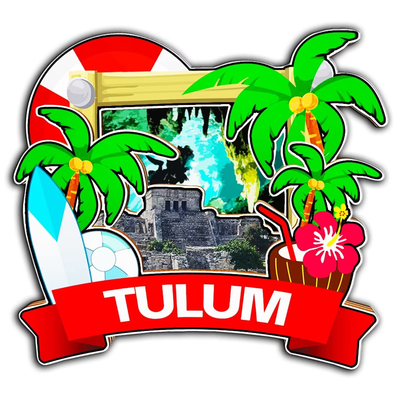 Amazon.com: Tulum Mexico Magnet Fridge Magnet Wooden 3D Landmarks ...