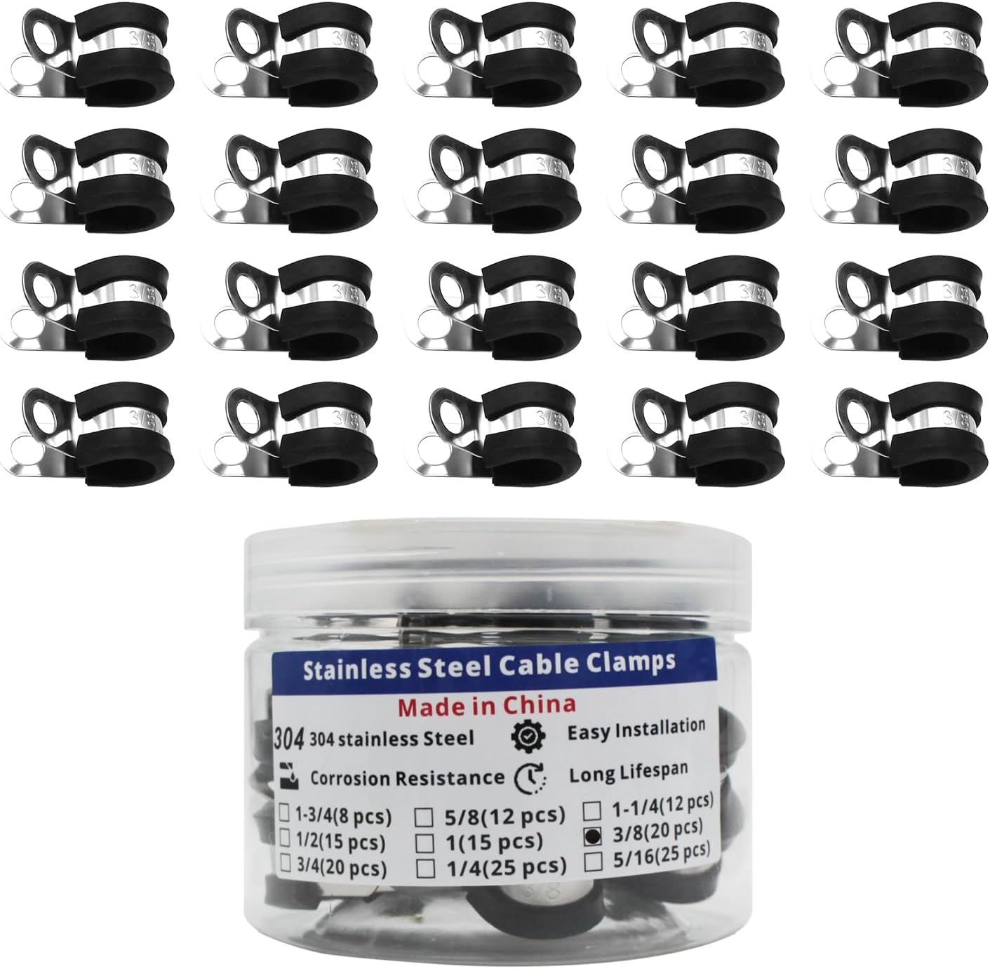 Amazon.com: Suiwotin 20pcs 3/8 inch (10mm) Cable Clamps, Stainless ...