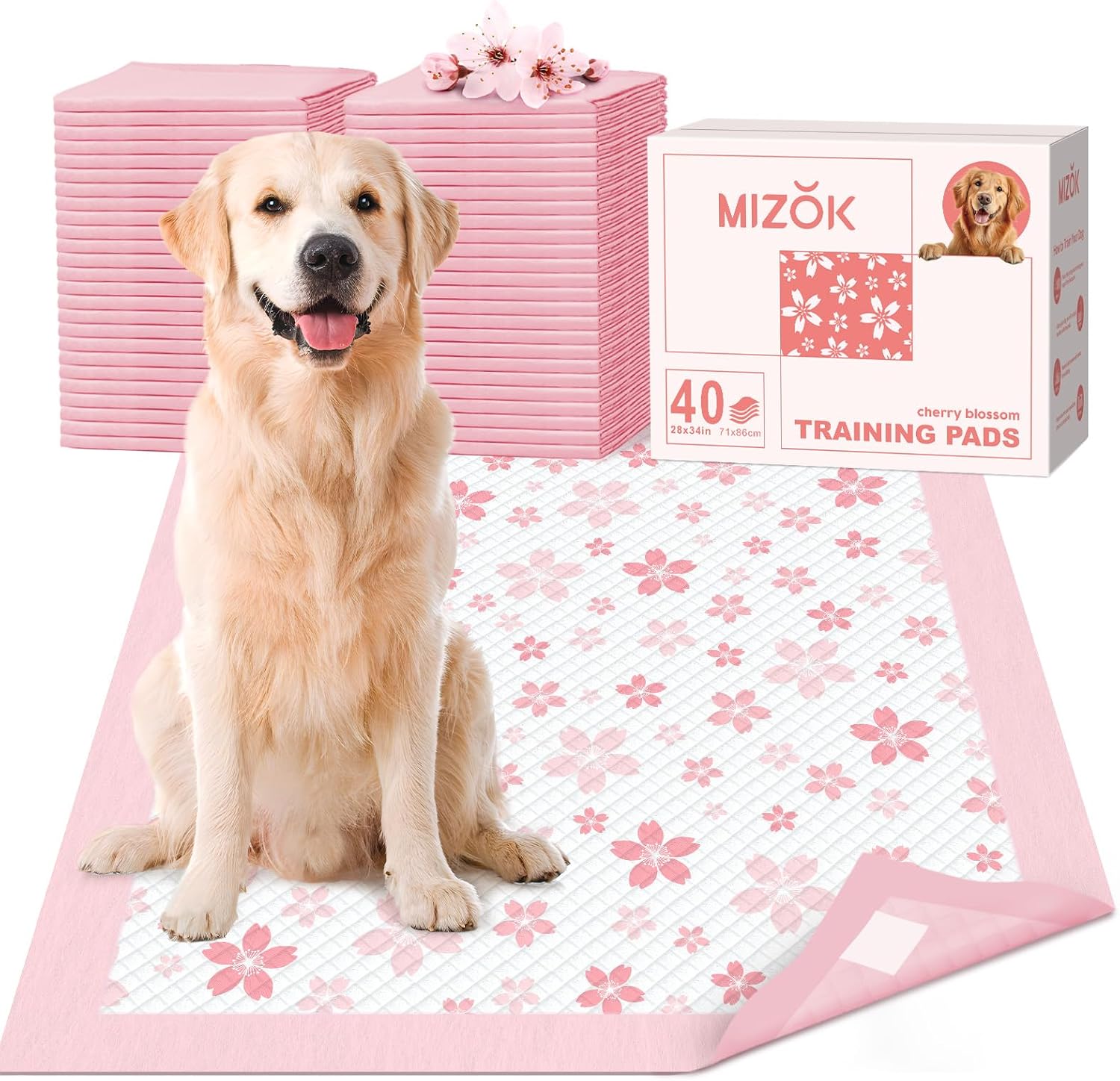 Amazon.com: MIZOK Dog Pee Pads 28x34in Pink, Puppy Pads Extra Large ...