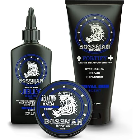 Amazon.com : Bossman Essentials Beard Kit for Men - Beard Oil Jelly ...