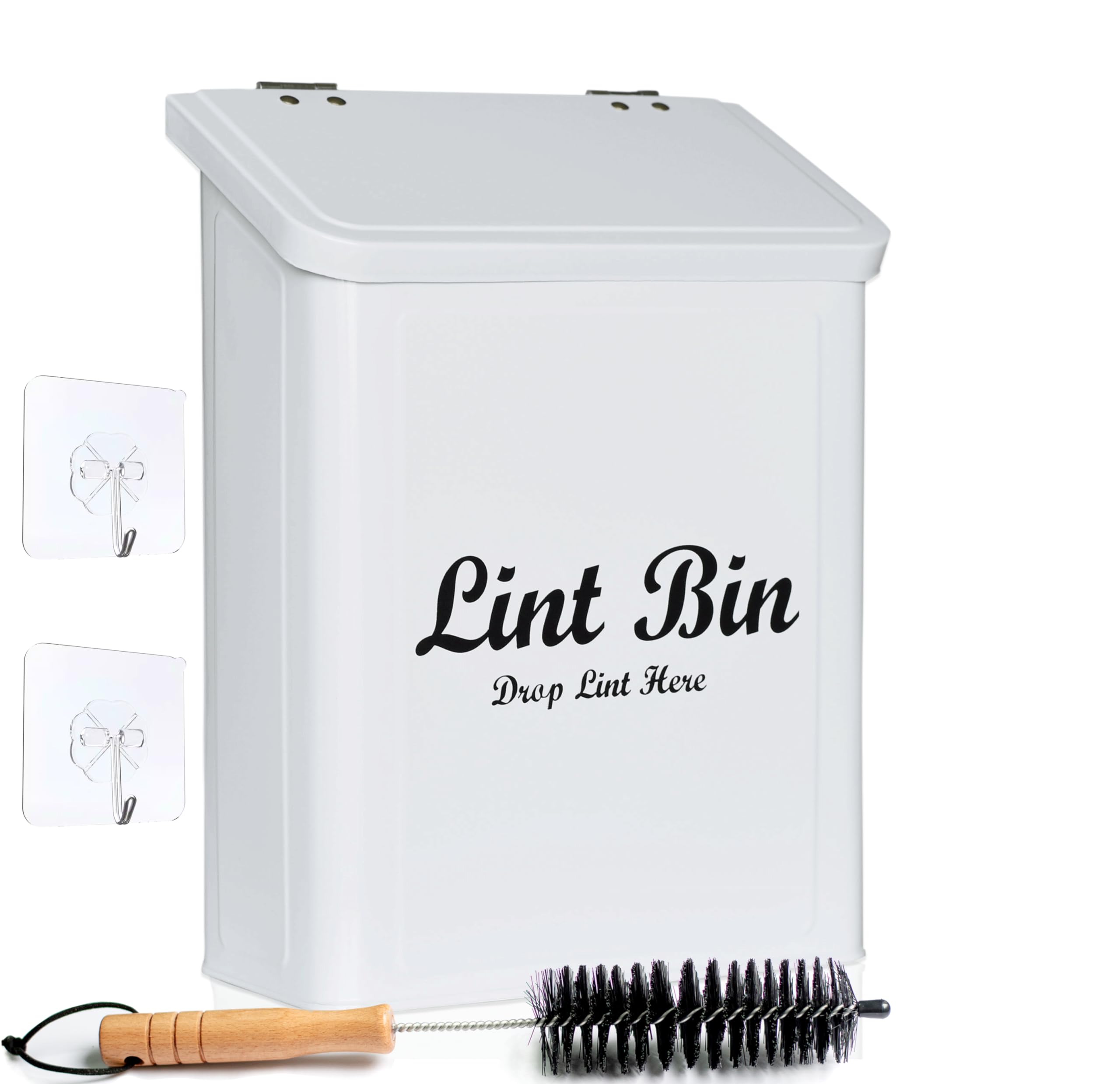 Magnetic Lint Bin for Laundry Room - Metal Lint Box with Lid for ...