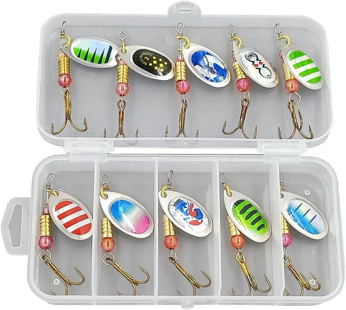 Rofawee 10/16Pcs Fishing Lures Baits Kit Spoon Metal Bait Set with ...