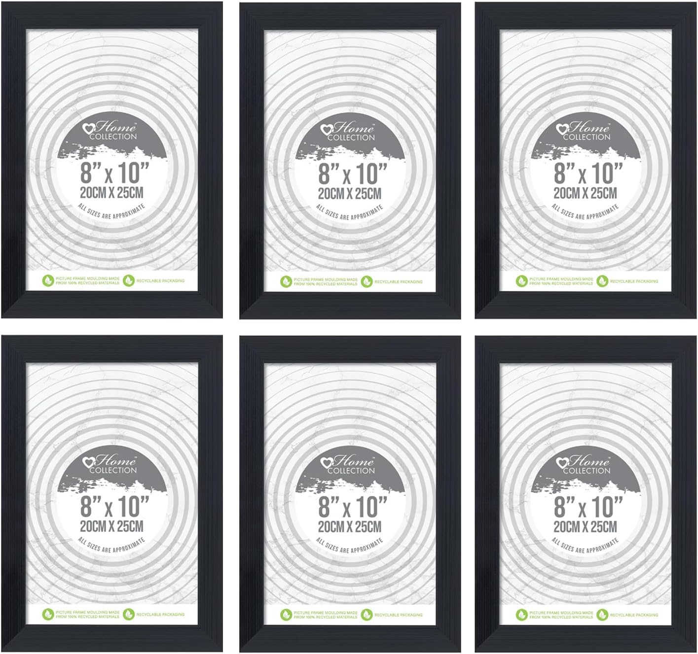 (Pack Of 6) - 8" X 10" Black Photo Frame with Glass Front Picture ...