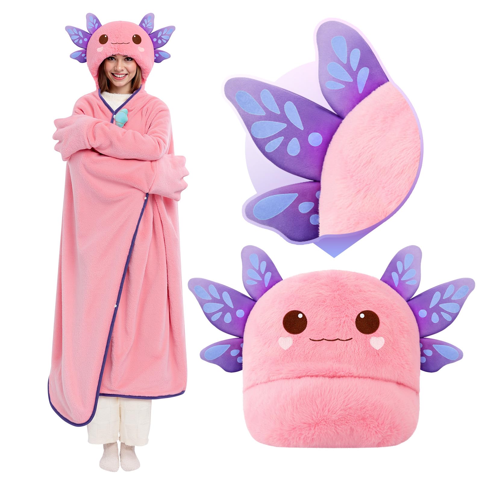 Amazon.com: Mewaii Softness Wearable Axolotl Blanket Hoodie – Expertly ...
